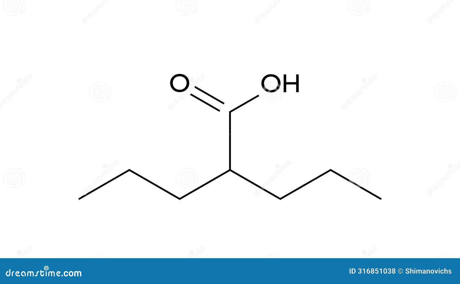 Valproate Molecule, Structural Chemical Formula, Ball-and-stick Model ...