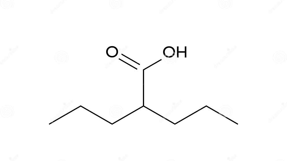 Valproate Molecule, Structural Chemical Formula, Ball-and-stick Model ...