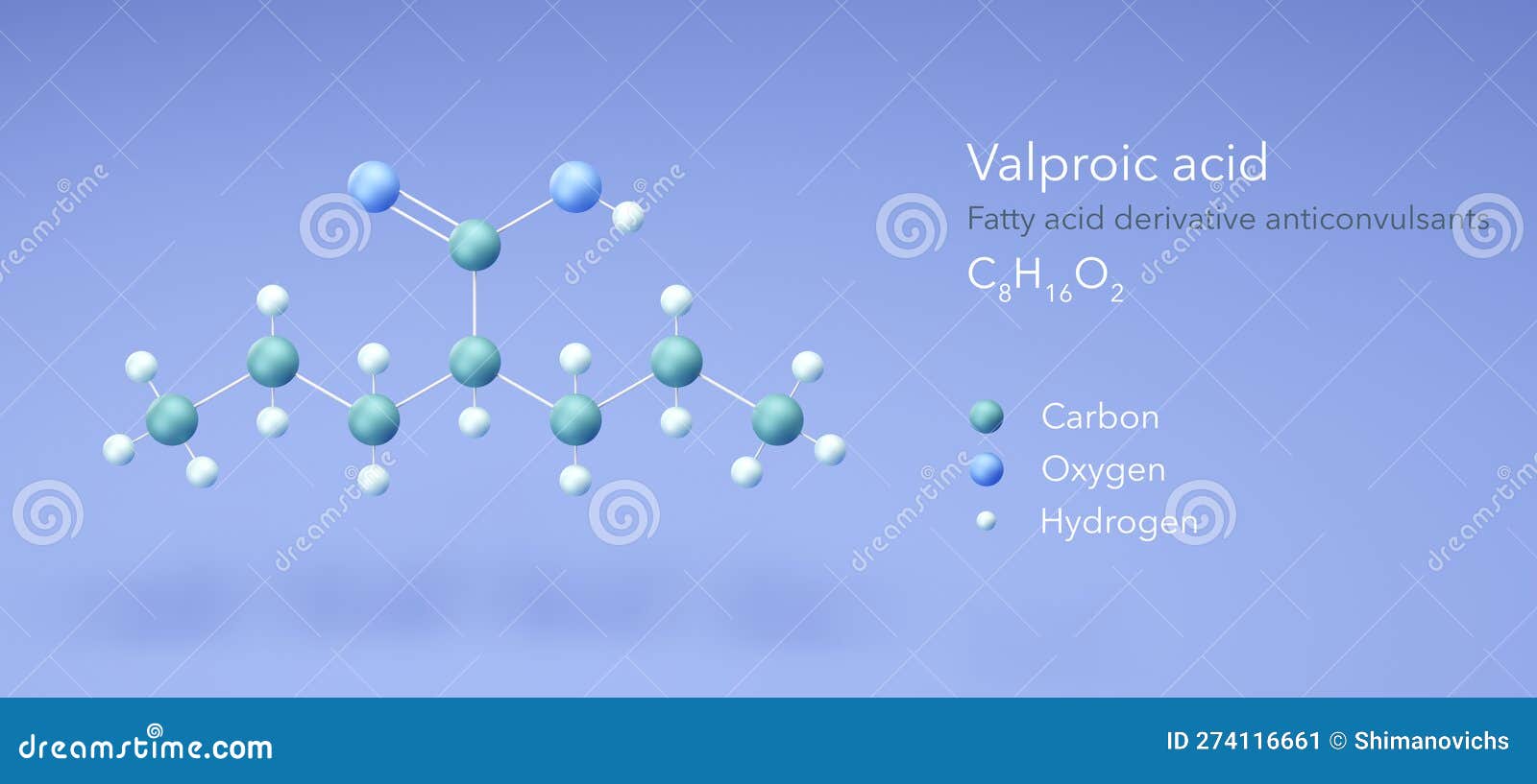 Valproic Acid Molecule, Molecular Structures, Valproate, 3d Model ...