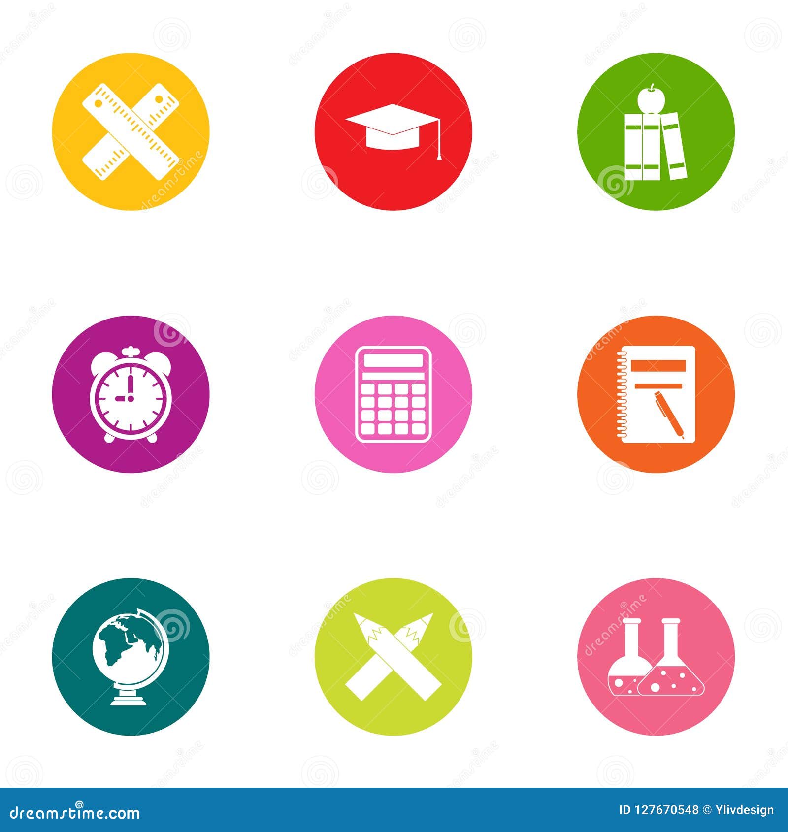 Valuable Knowledge Icons Set, Flat Style Stock Vector - Illustration of ...