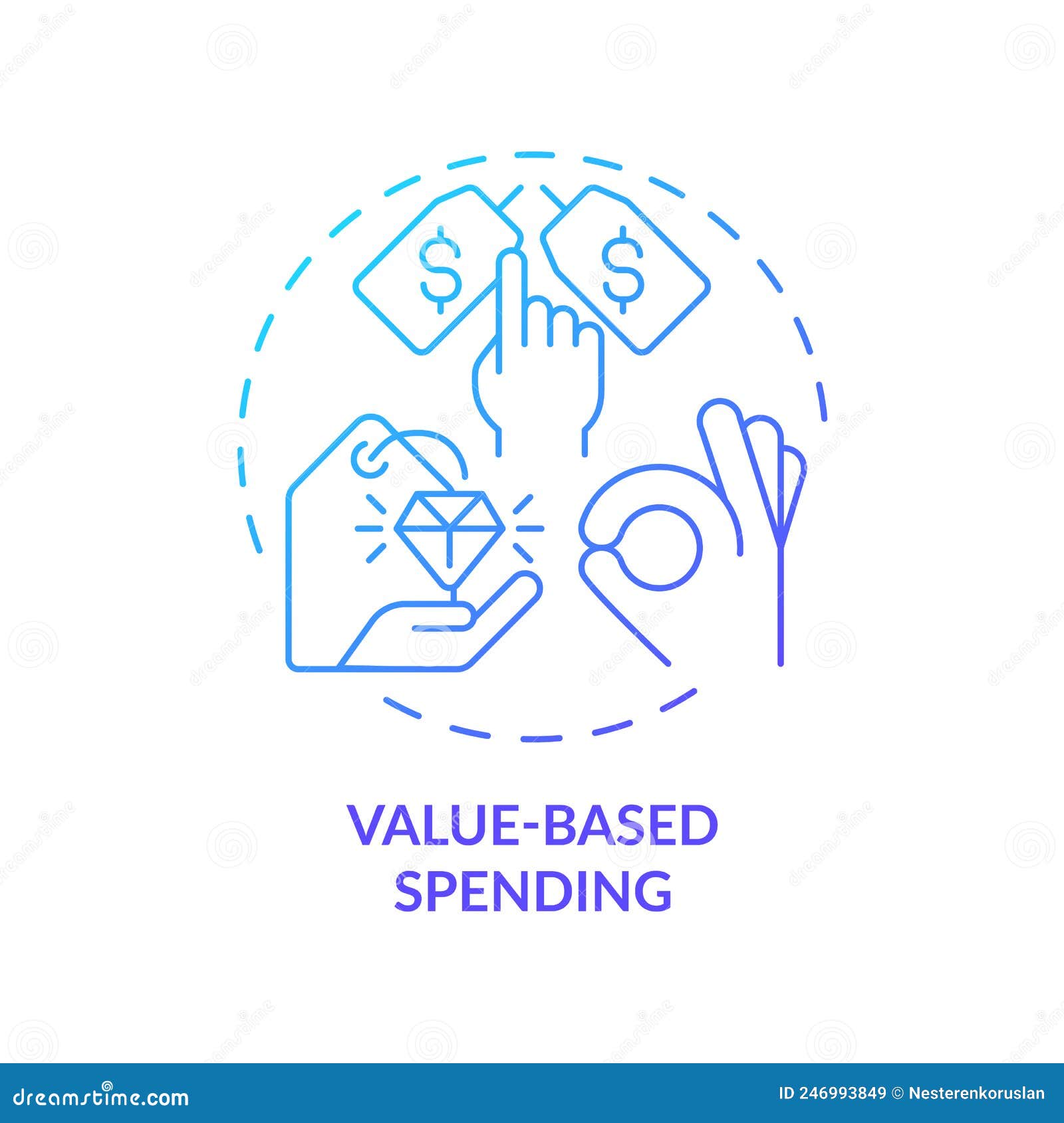 Value Based Spending Blue Gradient Concept Icon Stock Vector - Illustration of commerce ...