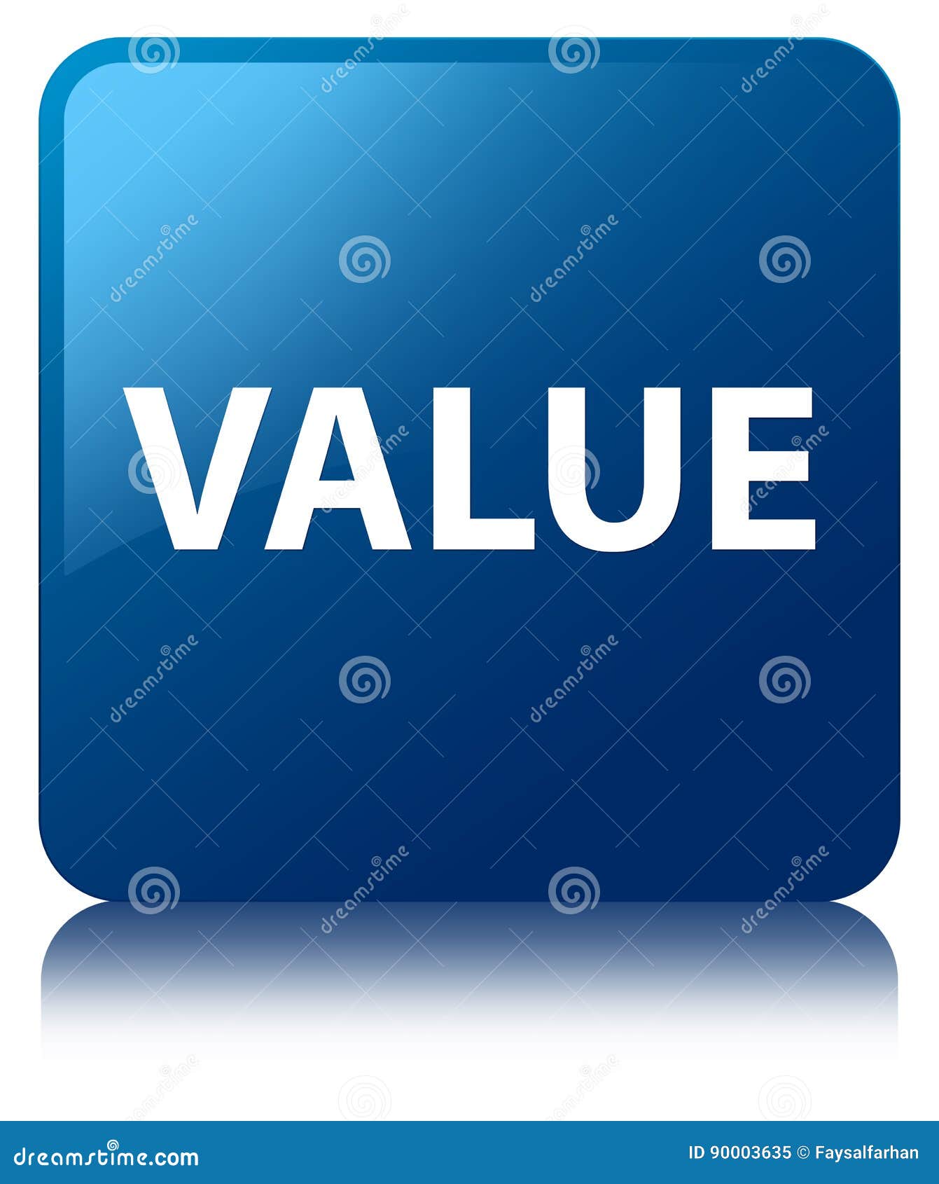 Value blue square button stock illustration. Illustration of worth ...