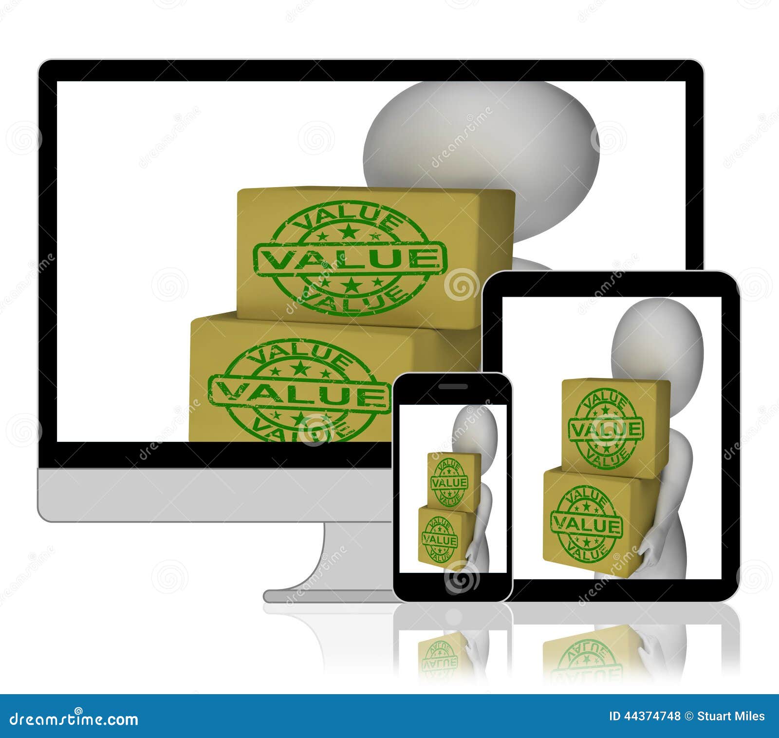 Value Boxes Display Product Quality and Worth Stock Illustration ...