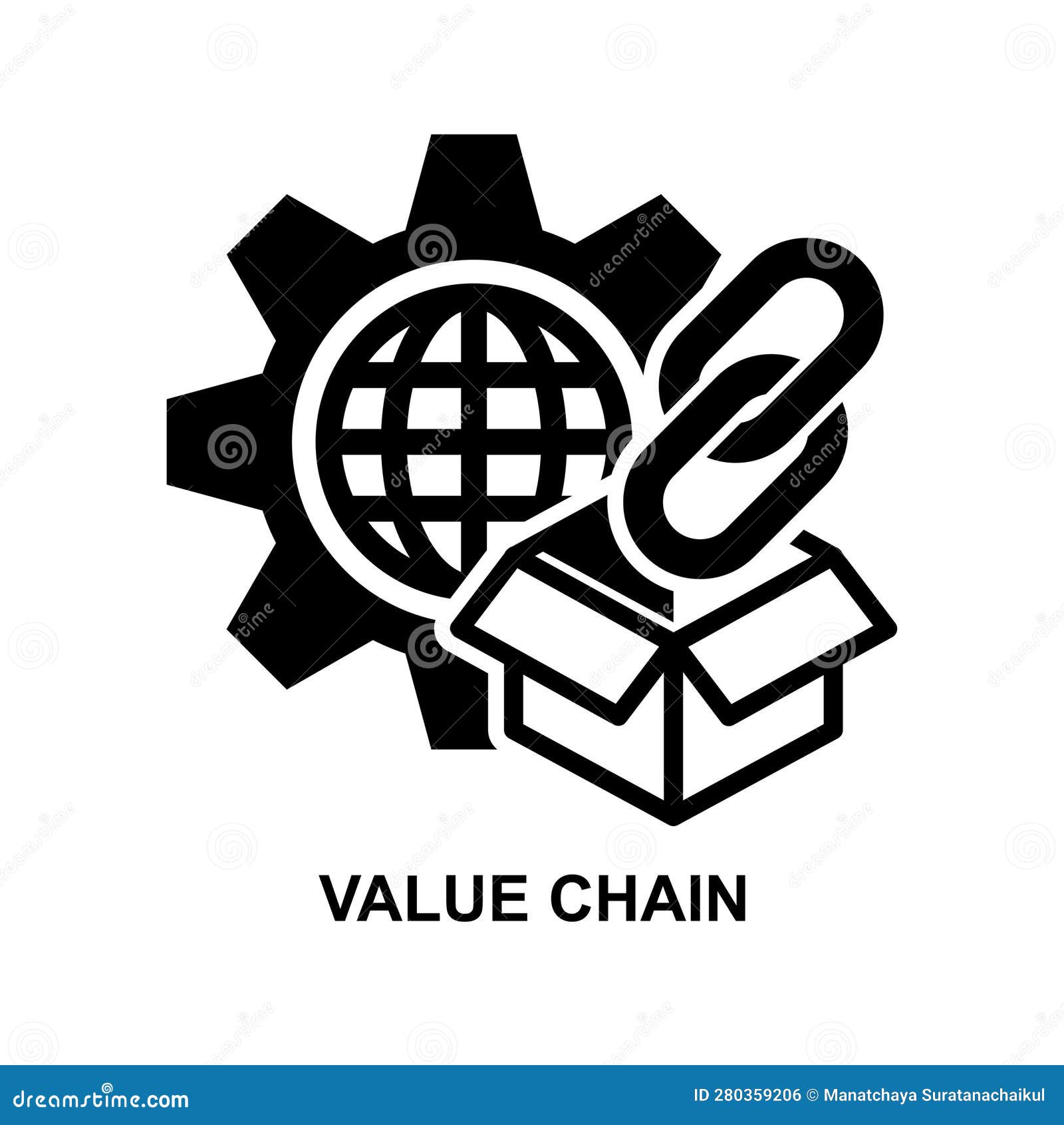 Value Chain Icon. Manufacturing Costs Strategy Isolated on Background ...