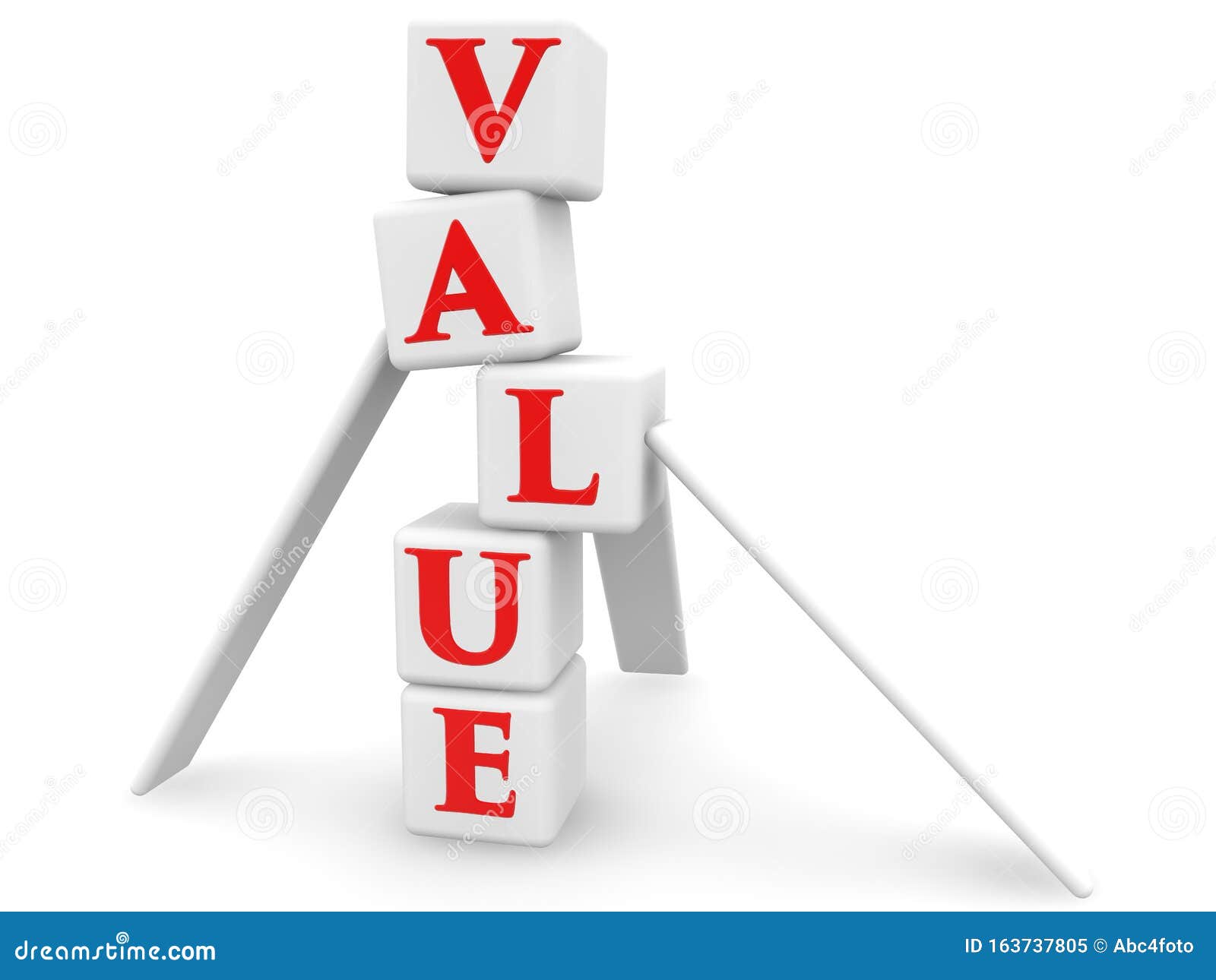 Value Concept on White Cubes with Three Supports Stock Illustration ...