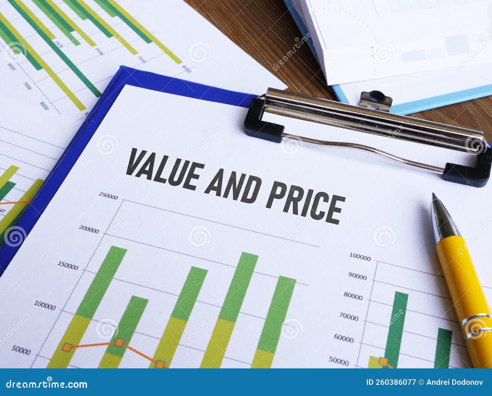 Value and Price are Shown Using the Text and Graphs Stock Image - Image ...