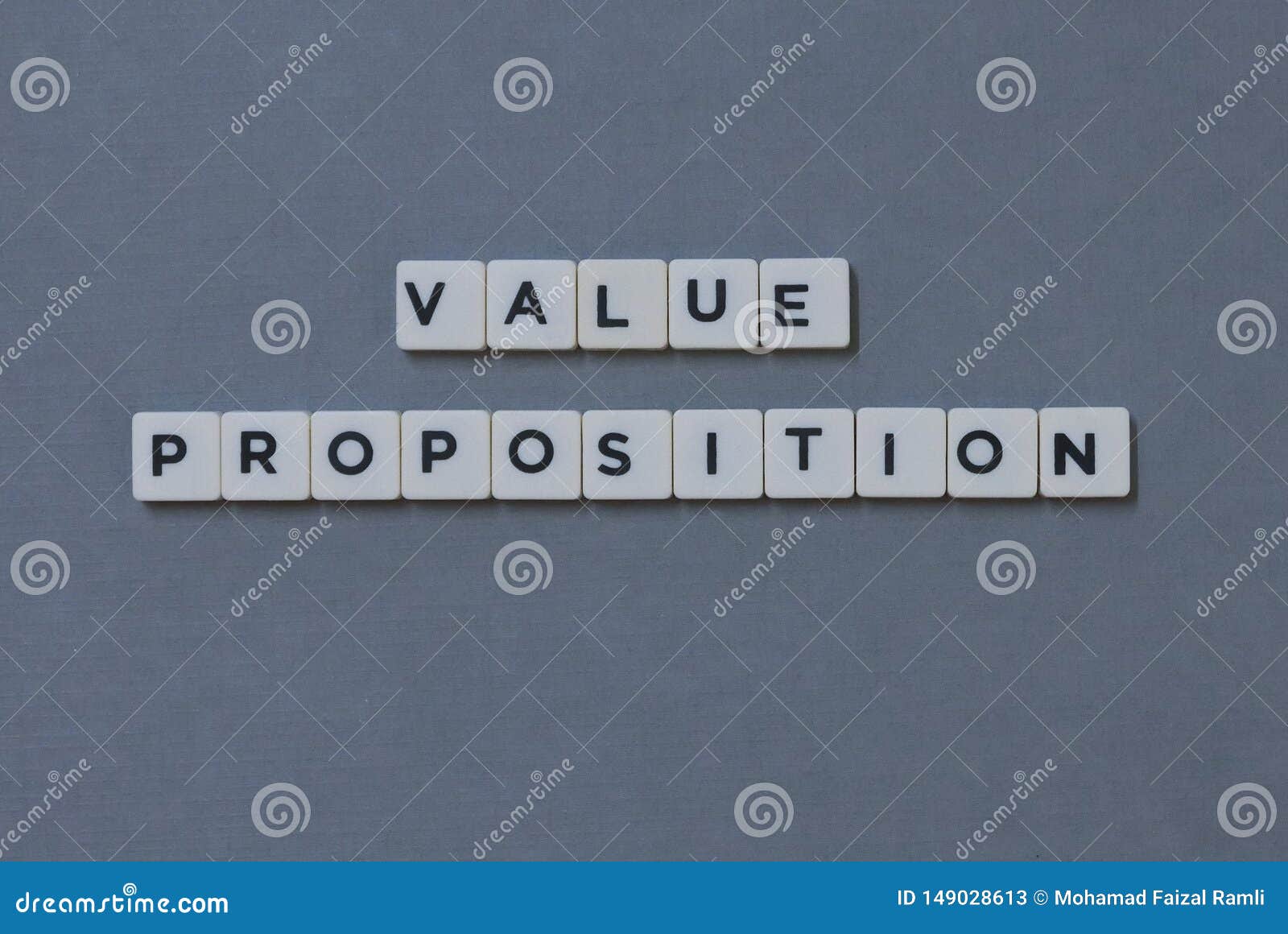 & X27; Value Proposition & X27; Word Made Of Square Letter Word On Grey ...