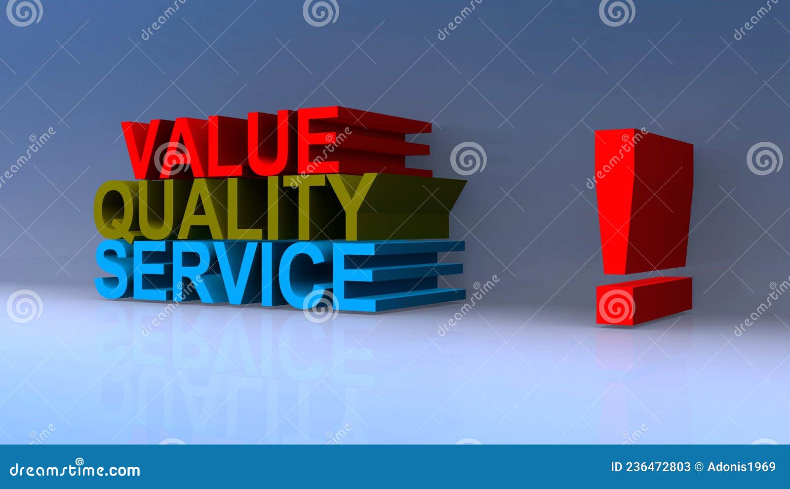 Value Quality Service on Blue Stock Illustration - Illustration of ...