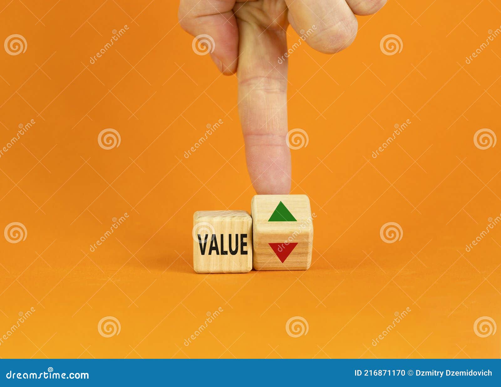 Value Rates Symbol. Businessman Turns a Cube, Changes the Direction of ...