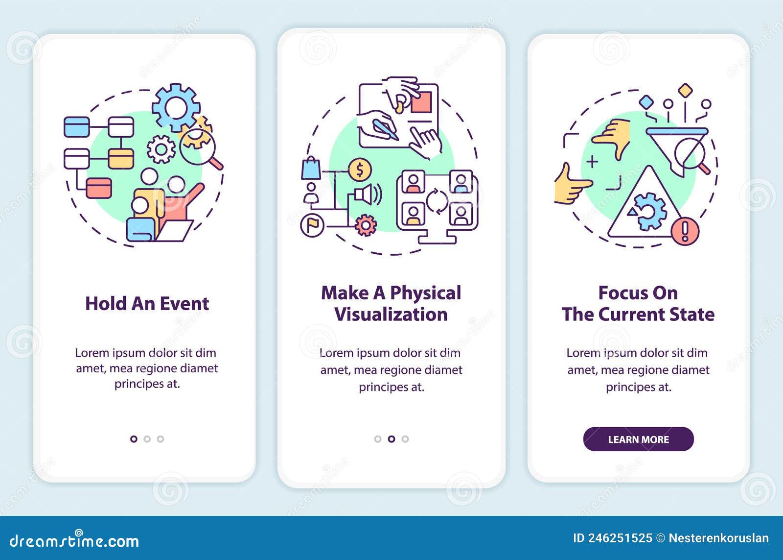Value Stream Mapping Best Practices Onboarding Mobile App Screen Stock ...