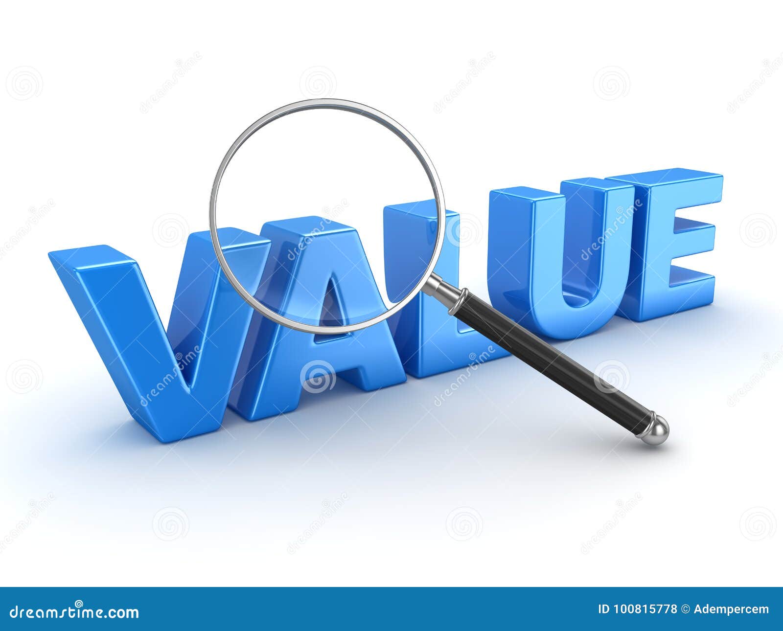 Value Text with Magnify Glass Stock Illustration - Illustration of ...