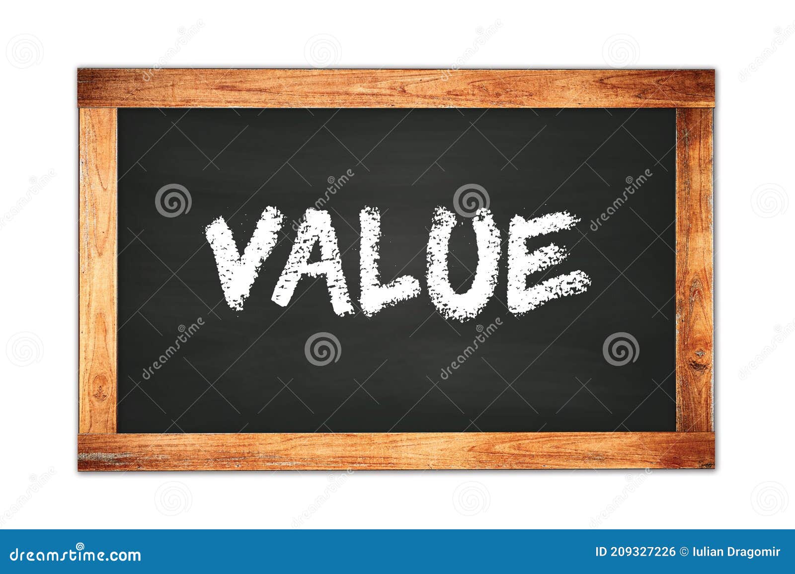VALUE Text Written on Wooden Frame School Blackboard Stock Illustration ...