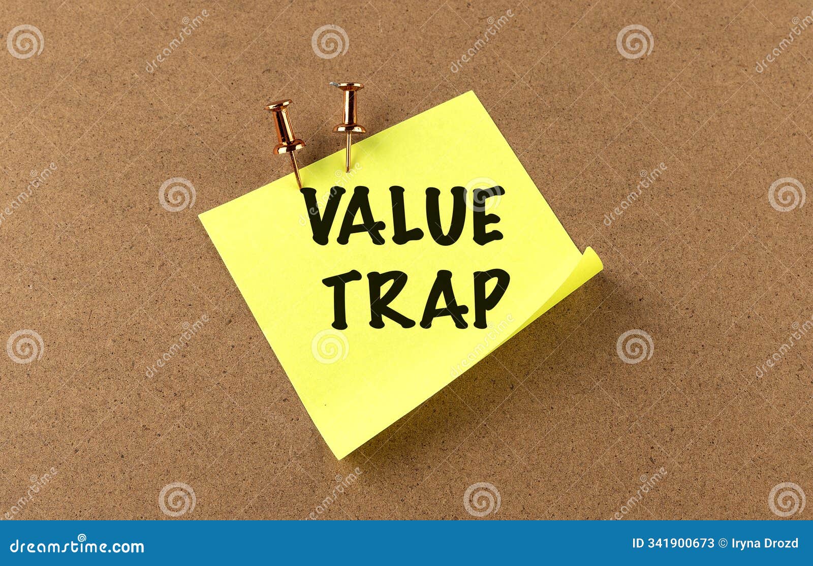 Value Trap Concept with a Sticky Note Pinned To a Corkboard Stock Image ...