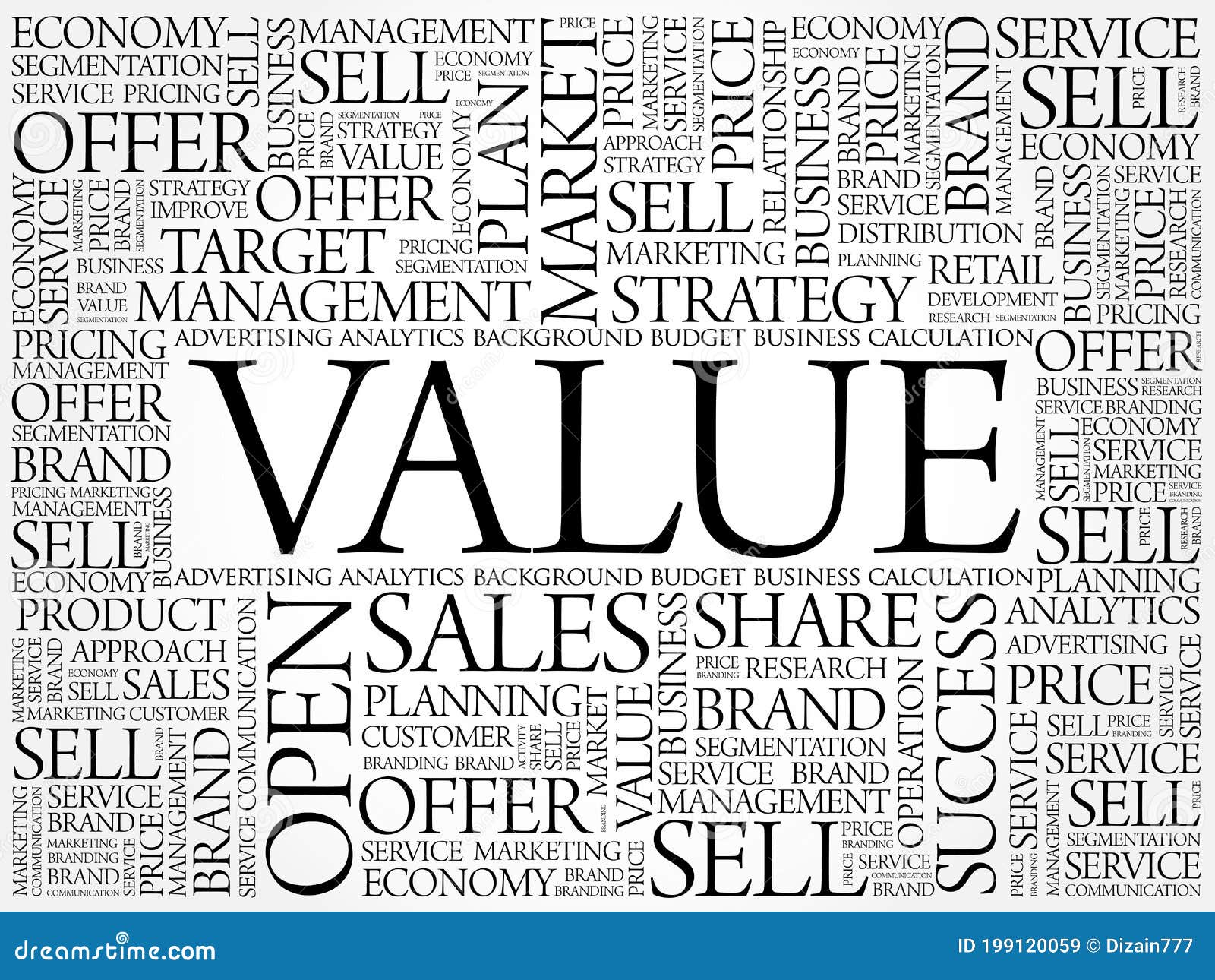 Value In Word Cloud Shows Worth Importance Or Significance Royalty-Free ...
