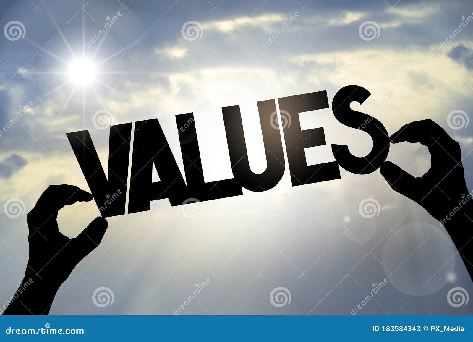 Values Concept - Hands, Text, Sky Stock Image - Image of moralty ...