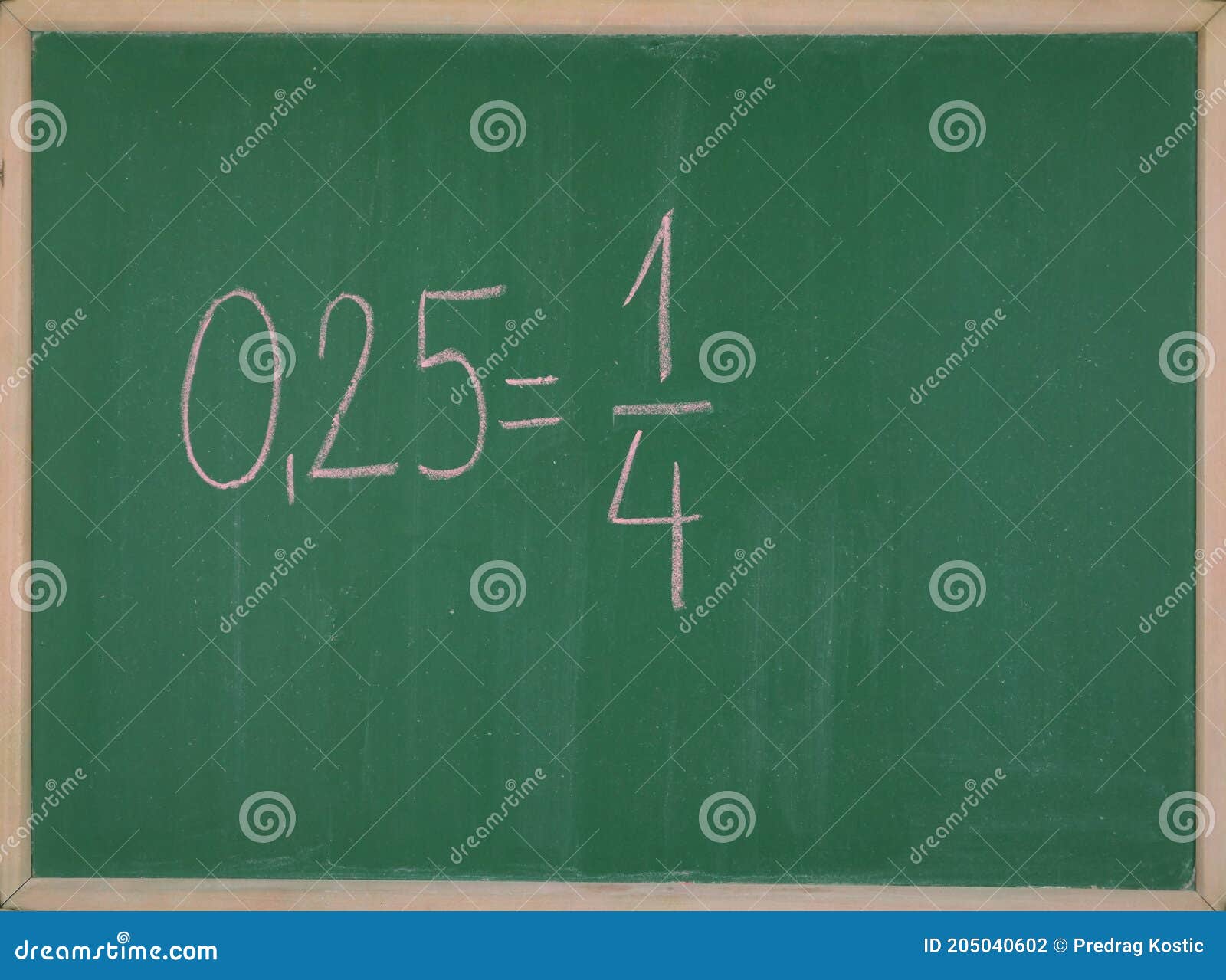 Values in Mathematics 0.25 is Equal To One Quarter. Stock Photo - Image ...