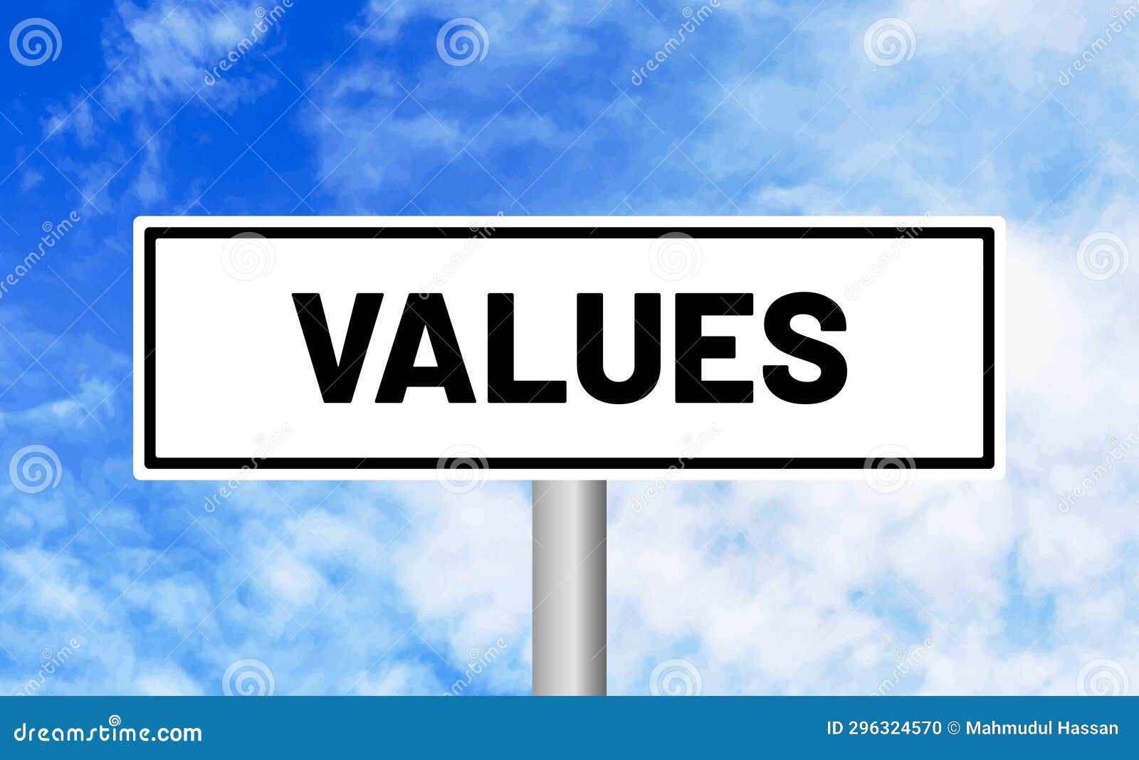 Values Road Sign on Blue Sky Background Stock Photo - Image of concept ...