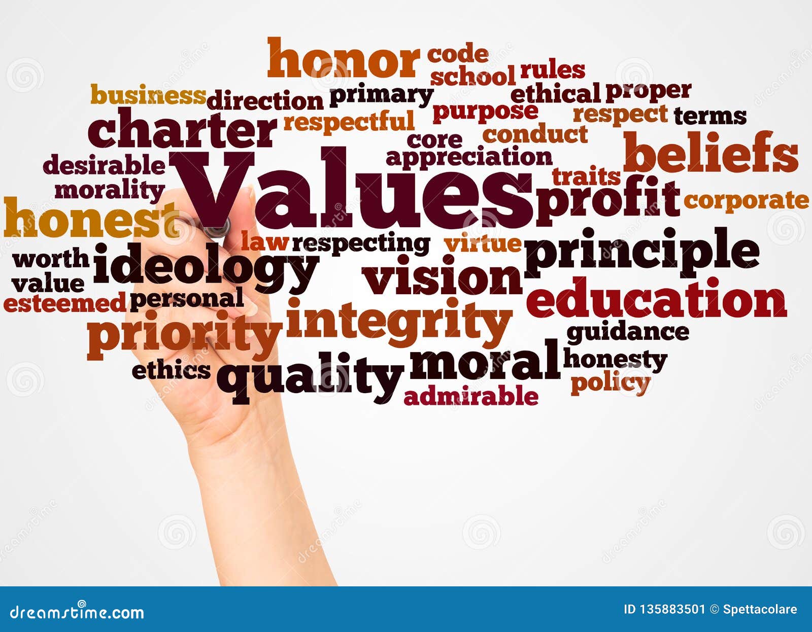 Values Word Cloud and Hand with Marker Concept Stock Image - Image of ...
