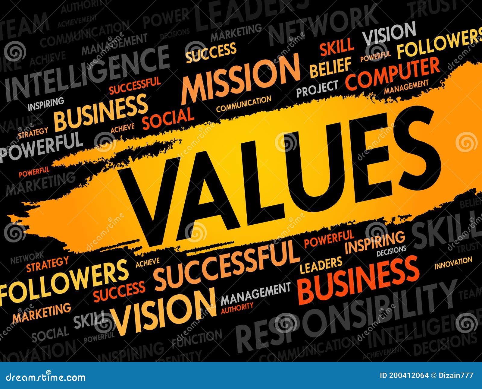 VALUES word cloud stock illustration. Illustration of honor - 200412064