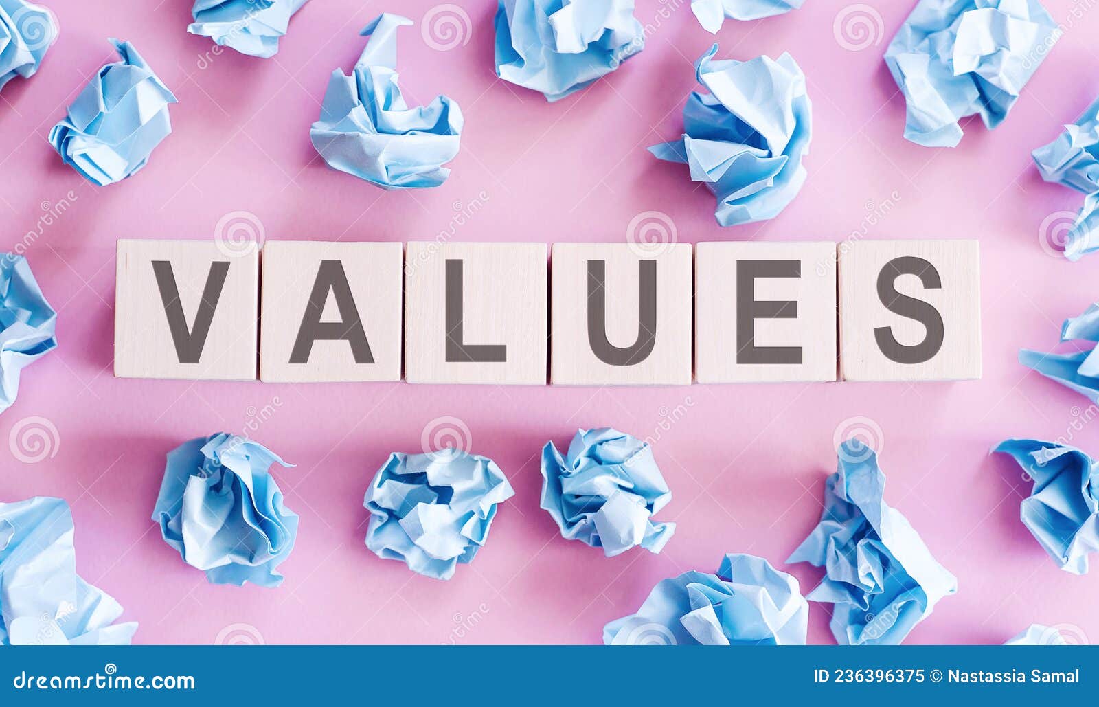 Values Word on Pink Background in White Blocks Stock Image - Image of ...