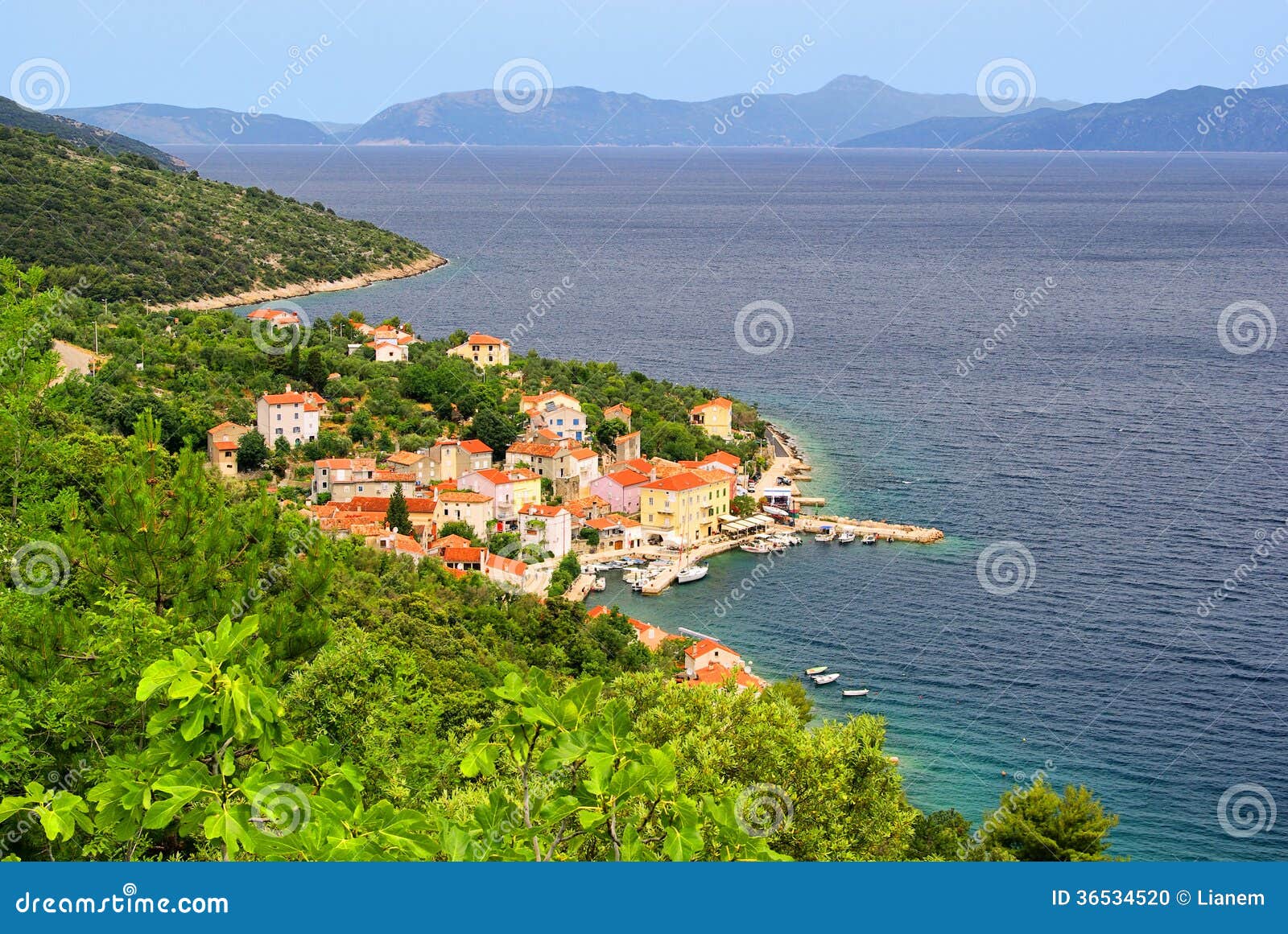 Valun stock photo. Image of tree, port, hill, mediterranean - 36534520