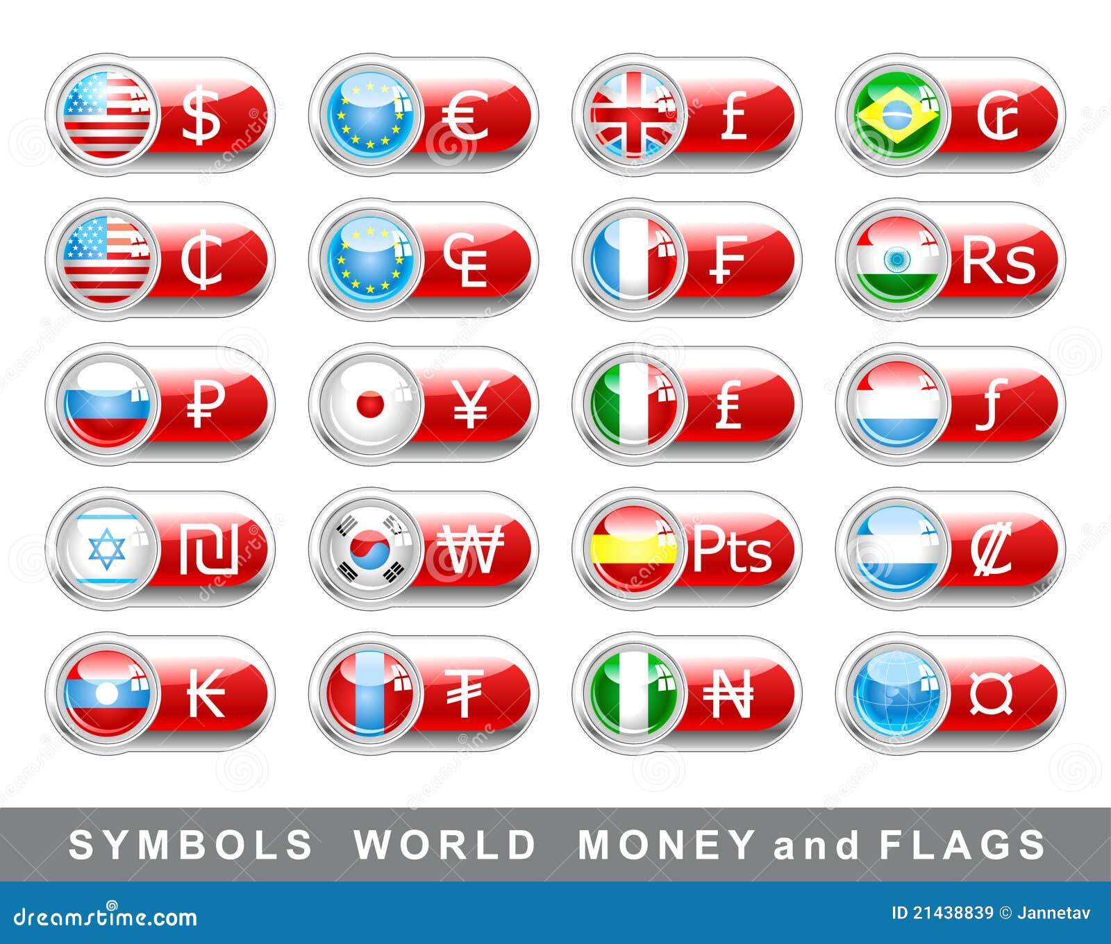 Valuta flags set symboler vektor illustrationer. Illustration av pengar ...