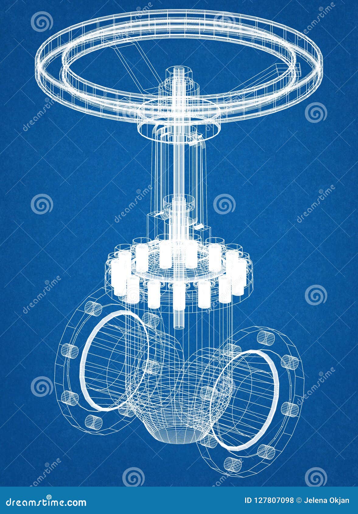 Valve Architect blueprint stock photo. Image of isolated - 127807098
