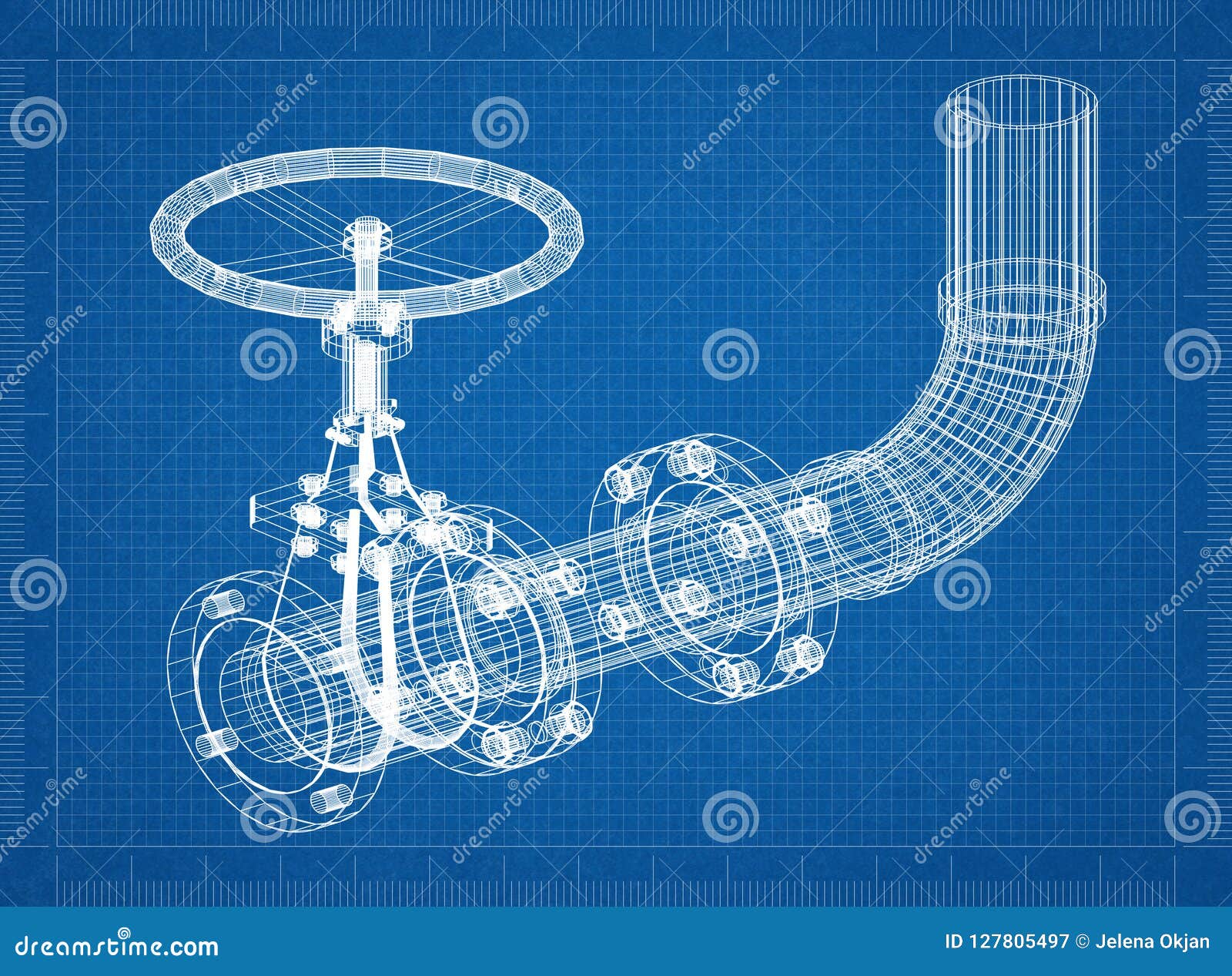 Valve Architect blueprint stock illustration. Illustration of concept ...