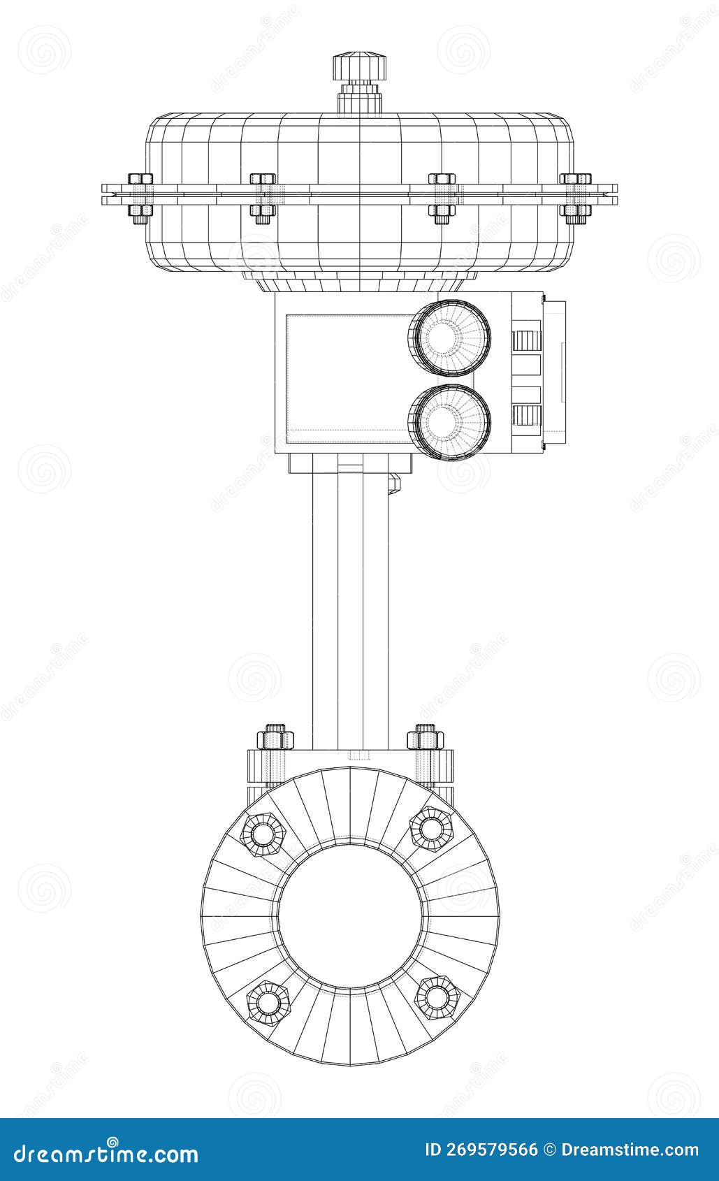 Valve with Automatic Electro-actuated Stock Illustration - Illustration ...