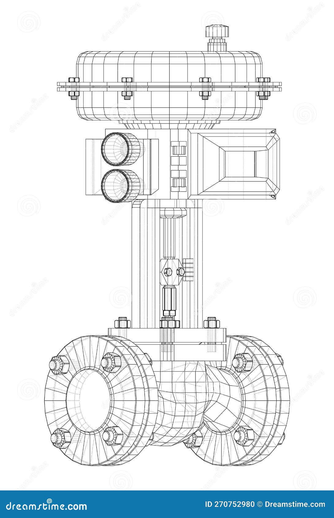 Valve with Automatic Electro-actuated Stock Illustration - Illustration ...