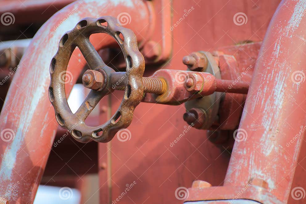 Valve of a Historical Red Steam Engine Stock Image - Image of historic ...
