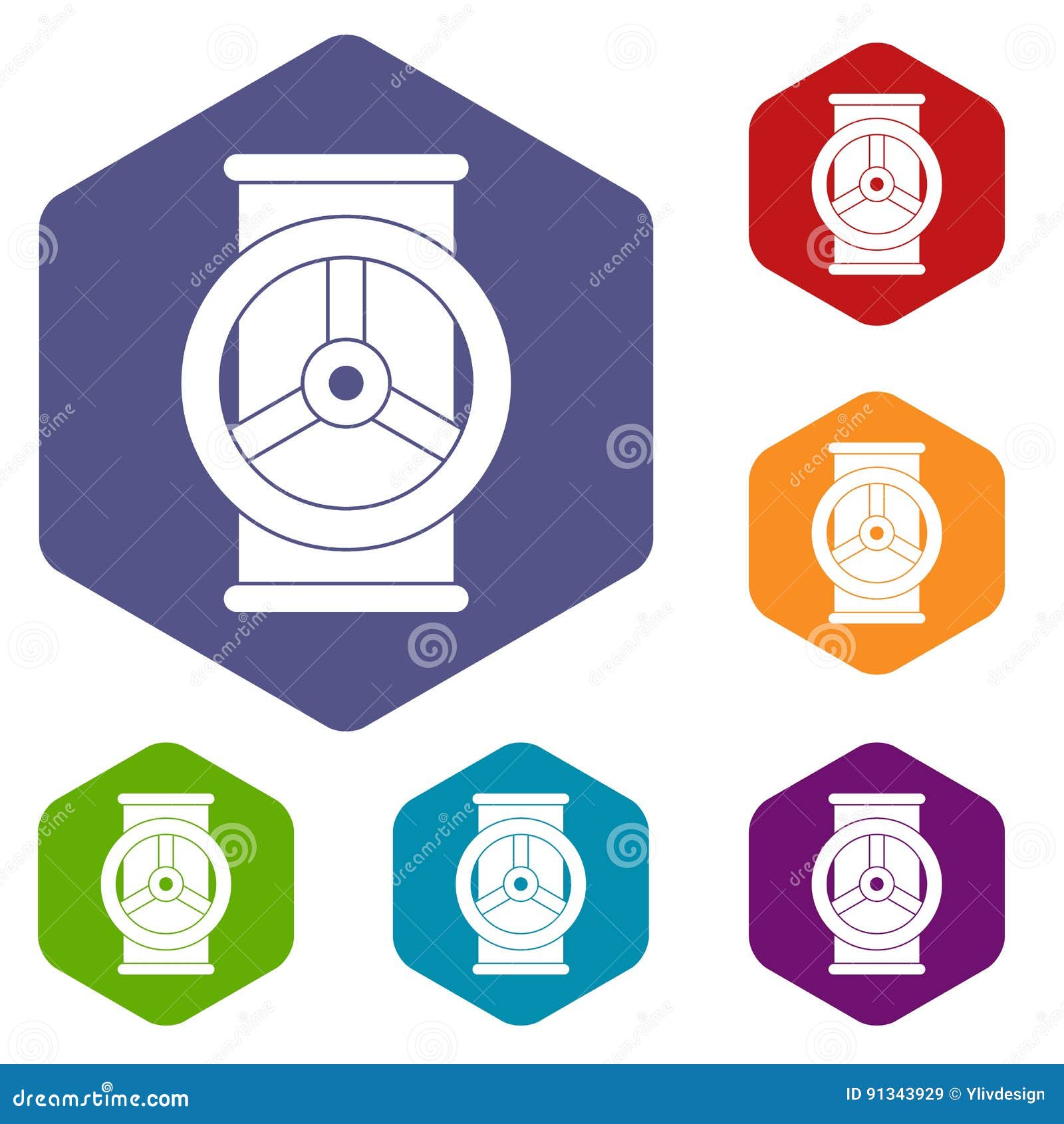 Valve icons set hexagon stock vector. Illustration of fuel - 91343929