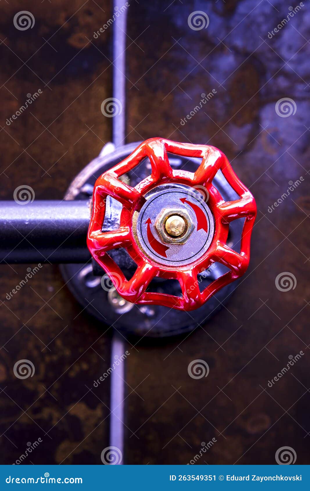 Valve with the Red Handle. Plumbing Work and Tools Stock Image - Image ...