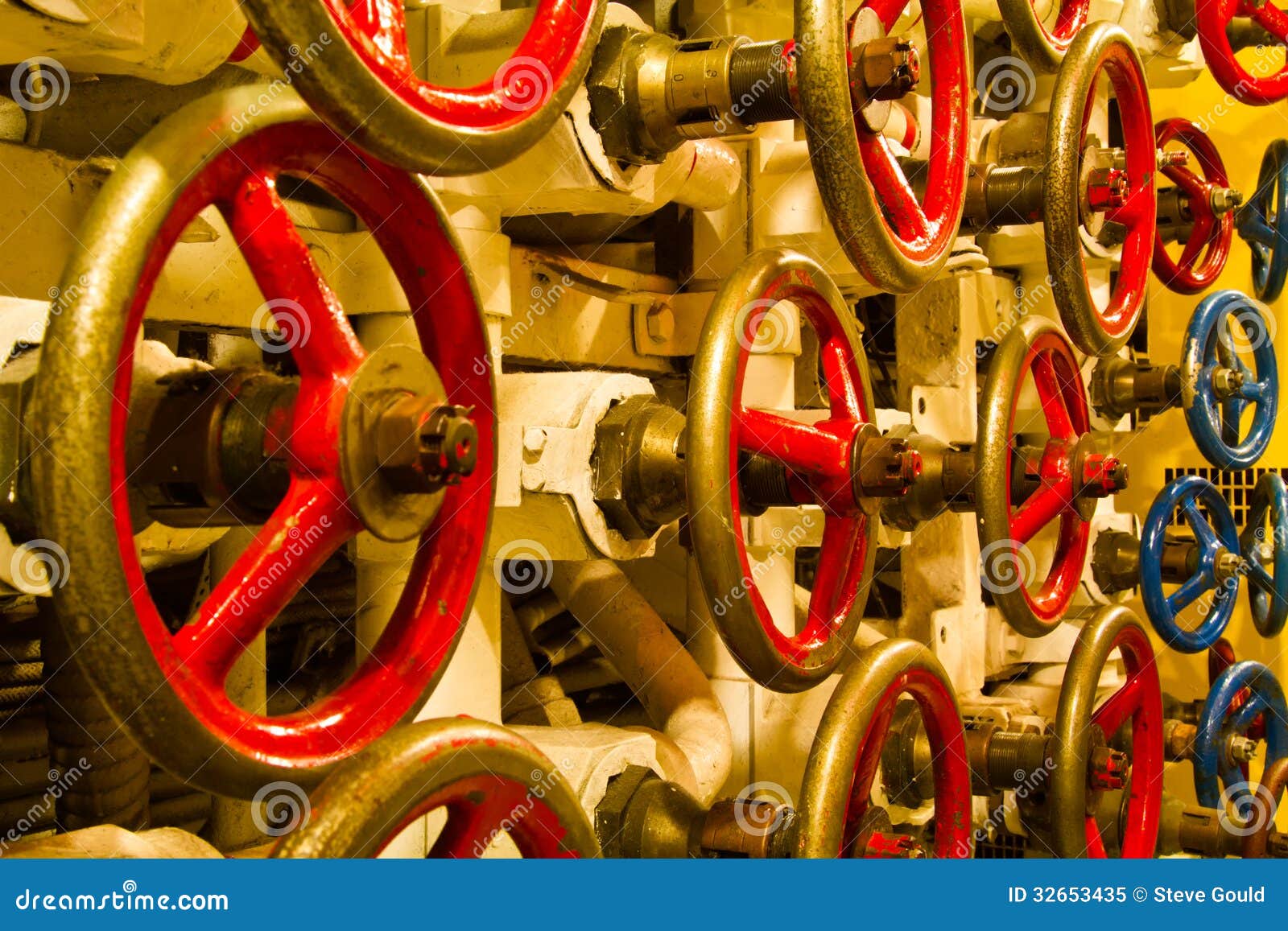 Valve Wheels Inside Old Submarine Stock Image - Image of transportation ...