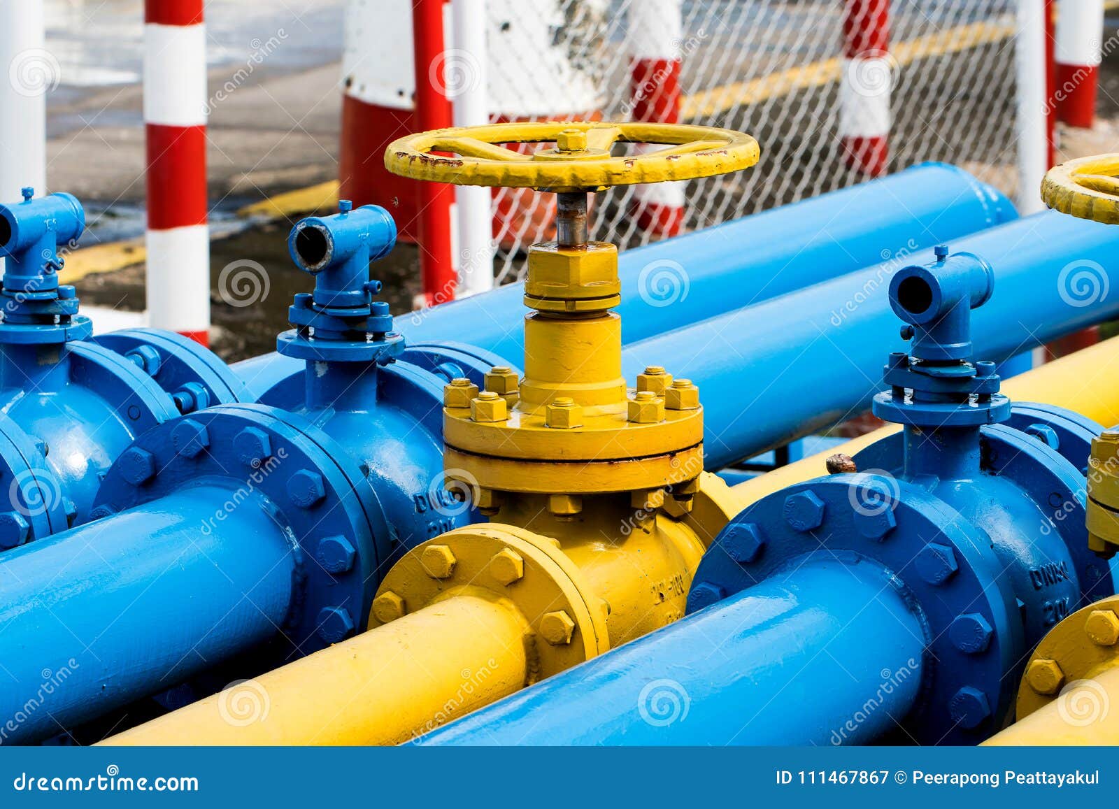Valves At Gas Plant, Pressure Safety Valve And Gas Line Pipe The ...
