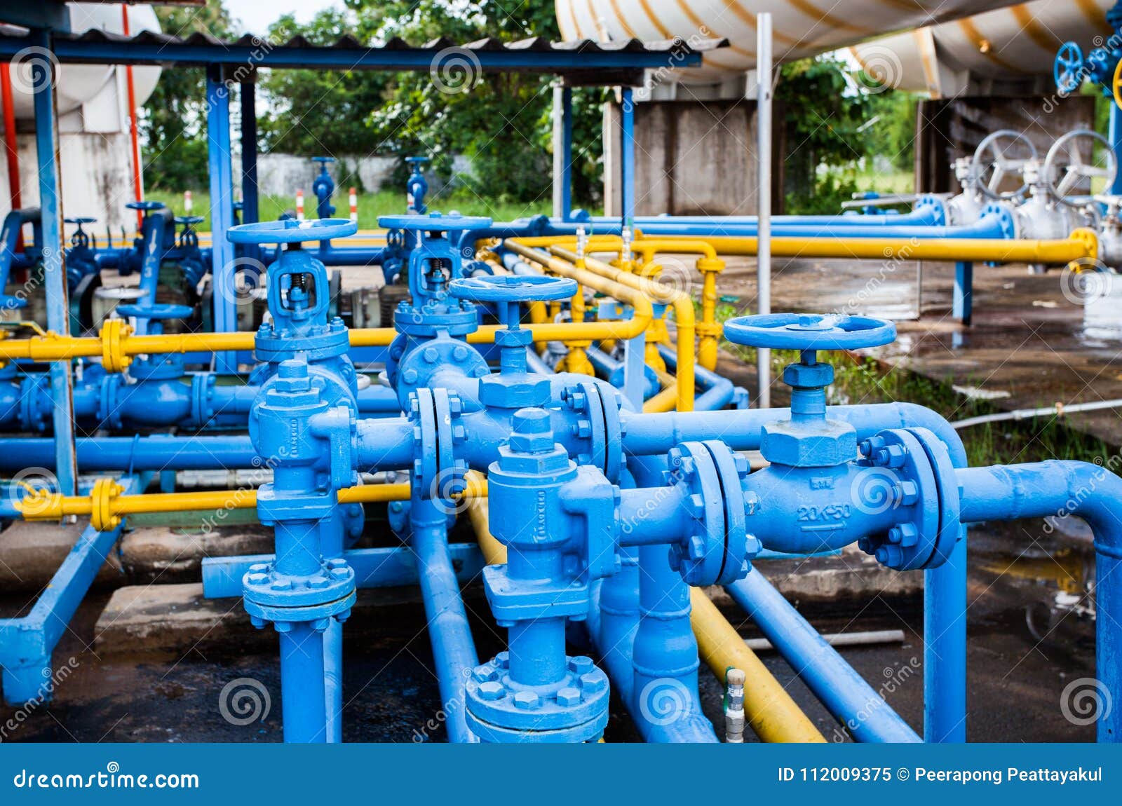 Valves At Gas Plant, Pressure Safety Valve And Gas Line Pipe The ...