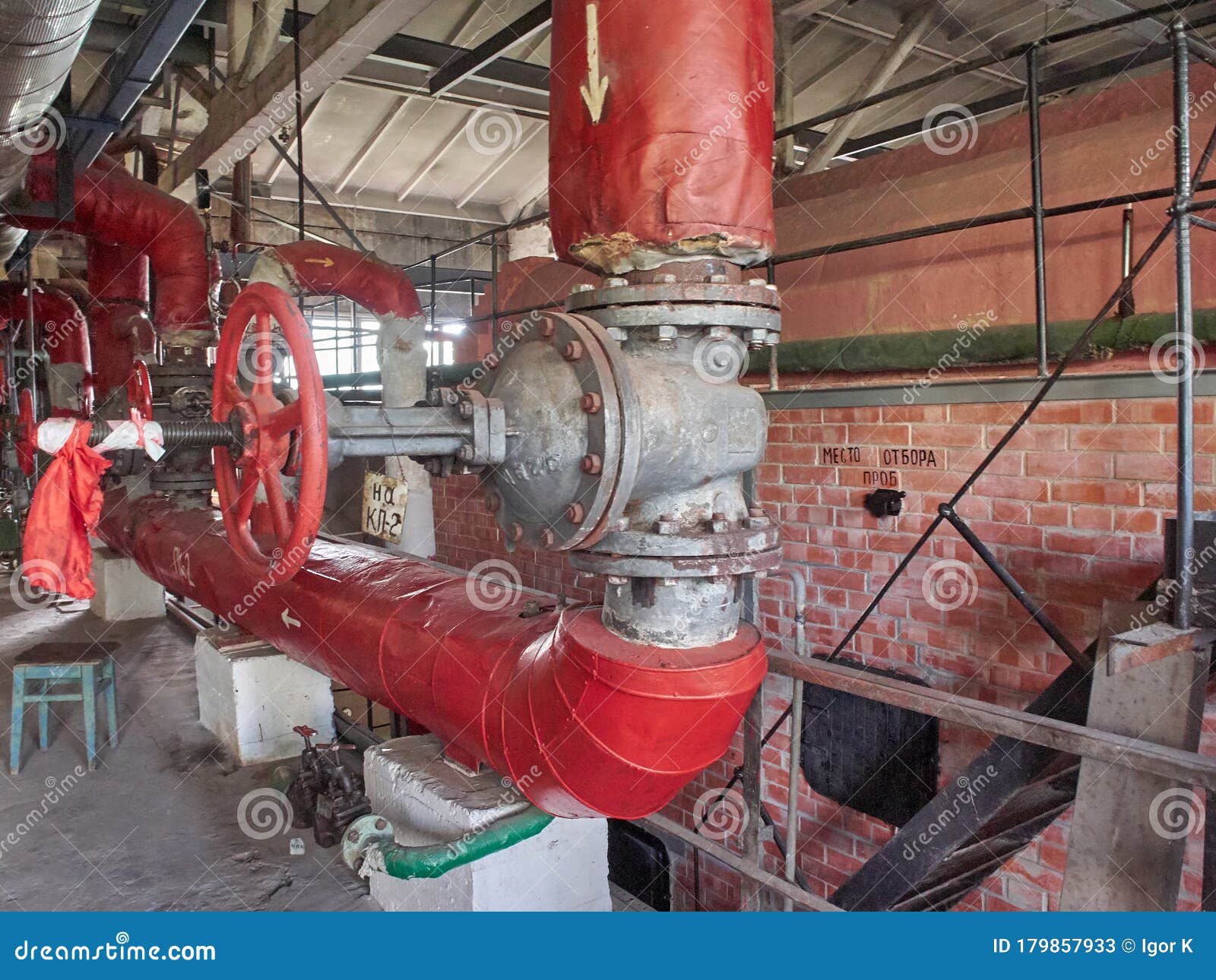 Valves of the Operating Steam Boiler in the Boiler House Stock Image ...