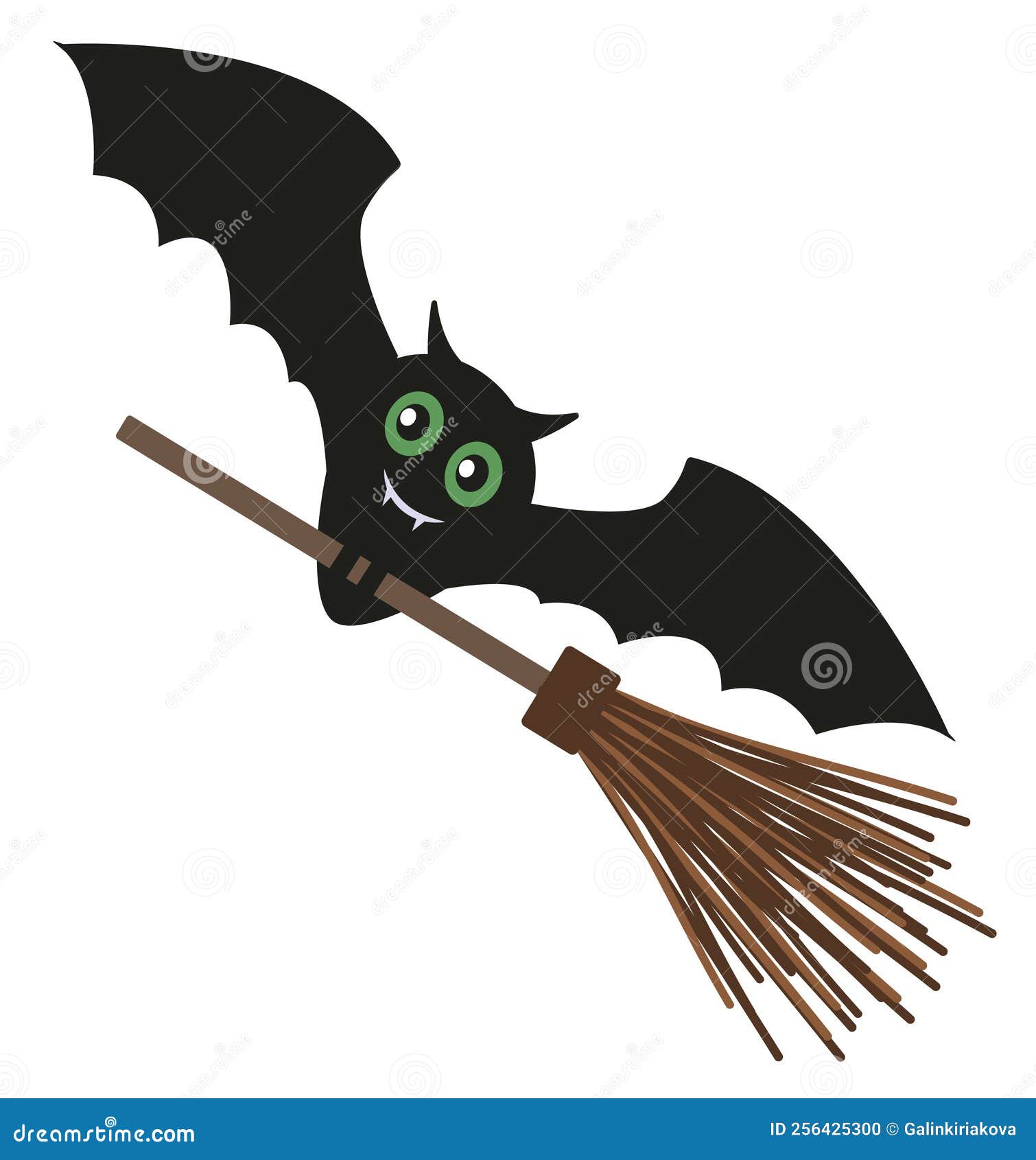 Vampire Bat. Cartoon Bat with a Broom. Vector. Stock Vector ...
