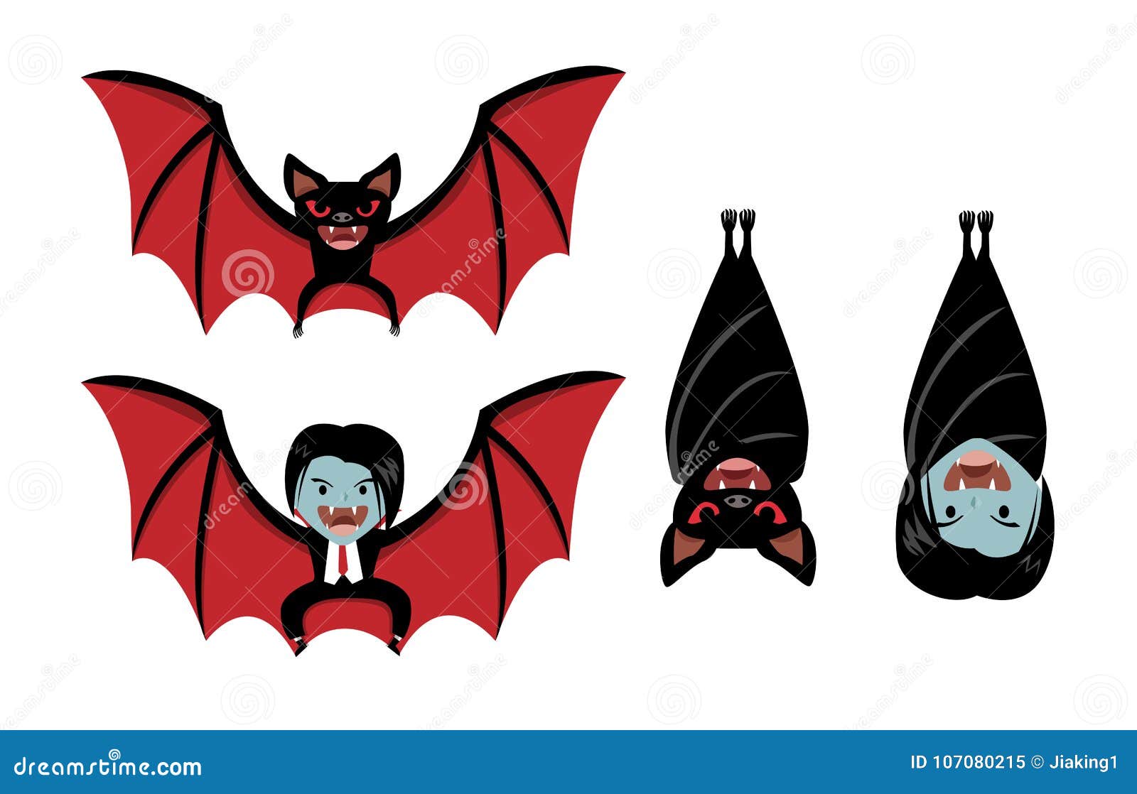 Vampire Bat and Dracula on White, Vector Cartoon Stock Vector ...