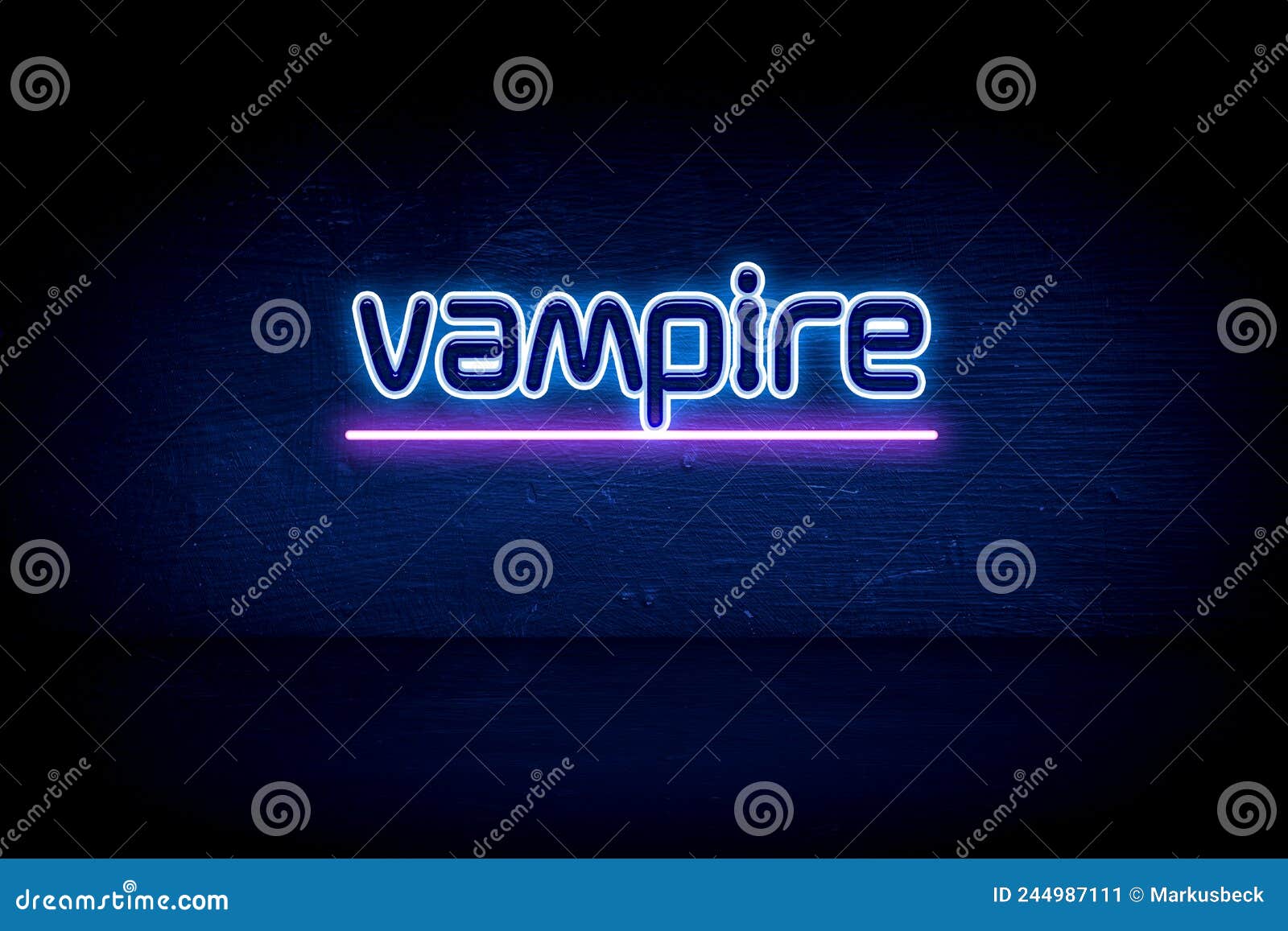 Vampire - Blue Neon Announcement Signboard Stock Illustration ...