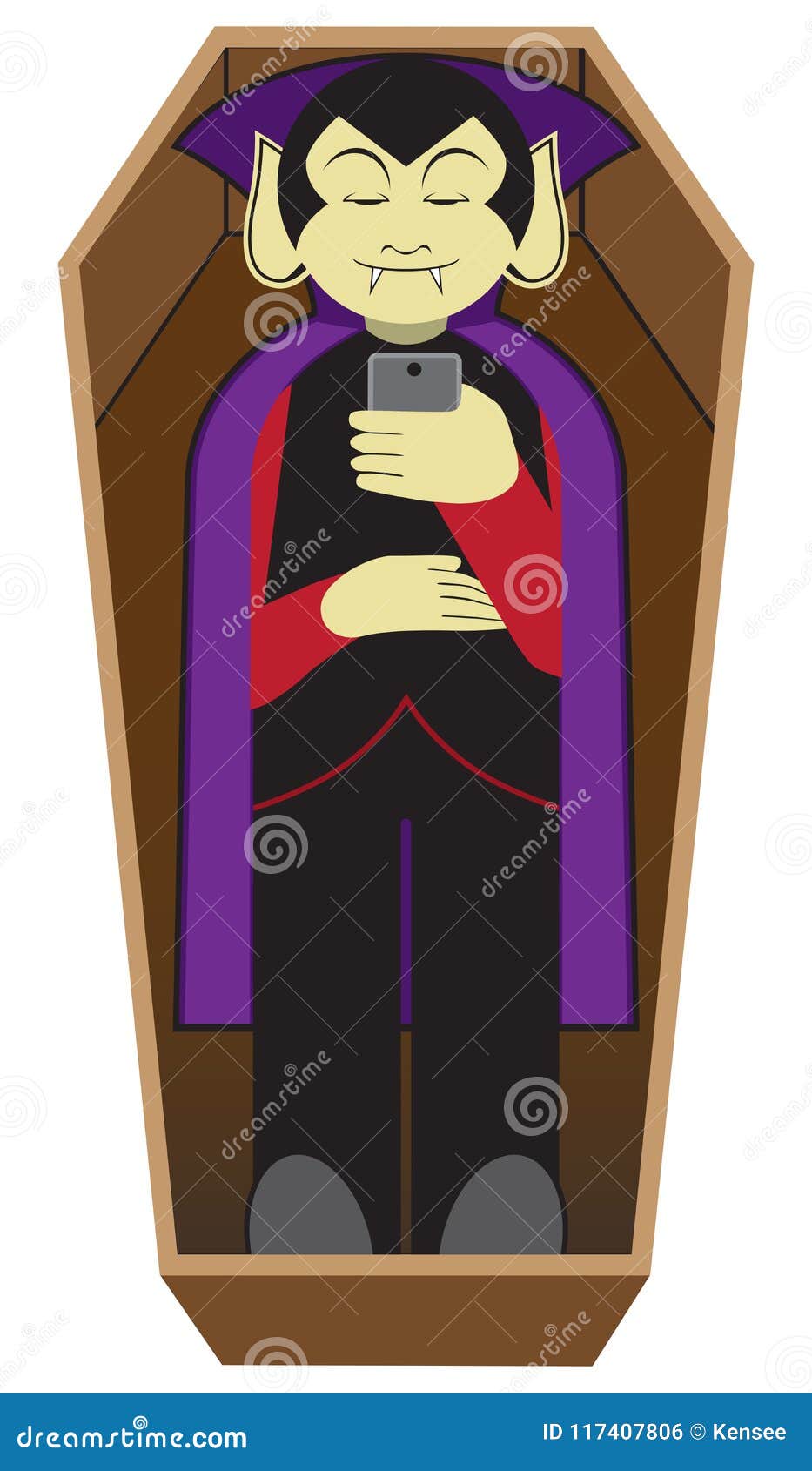 Vampire with Cell Phone stock vector. Illustration of lying - 117407806