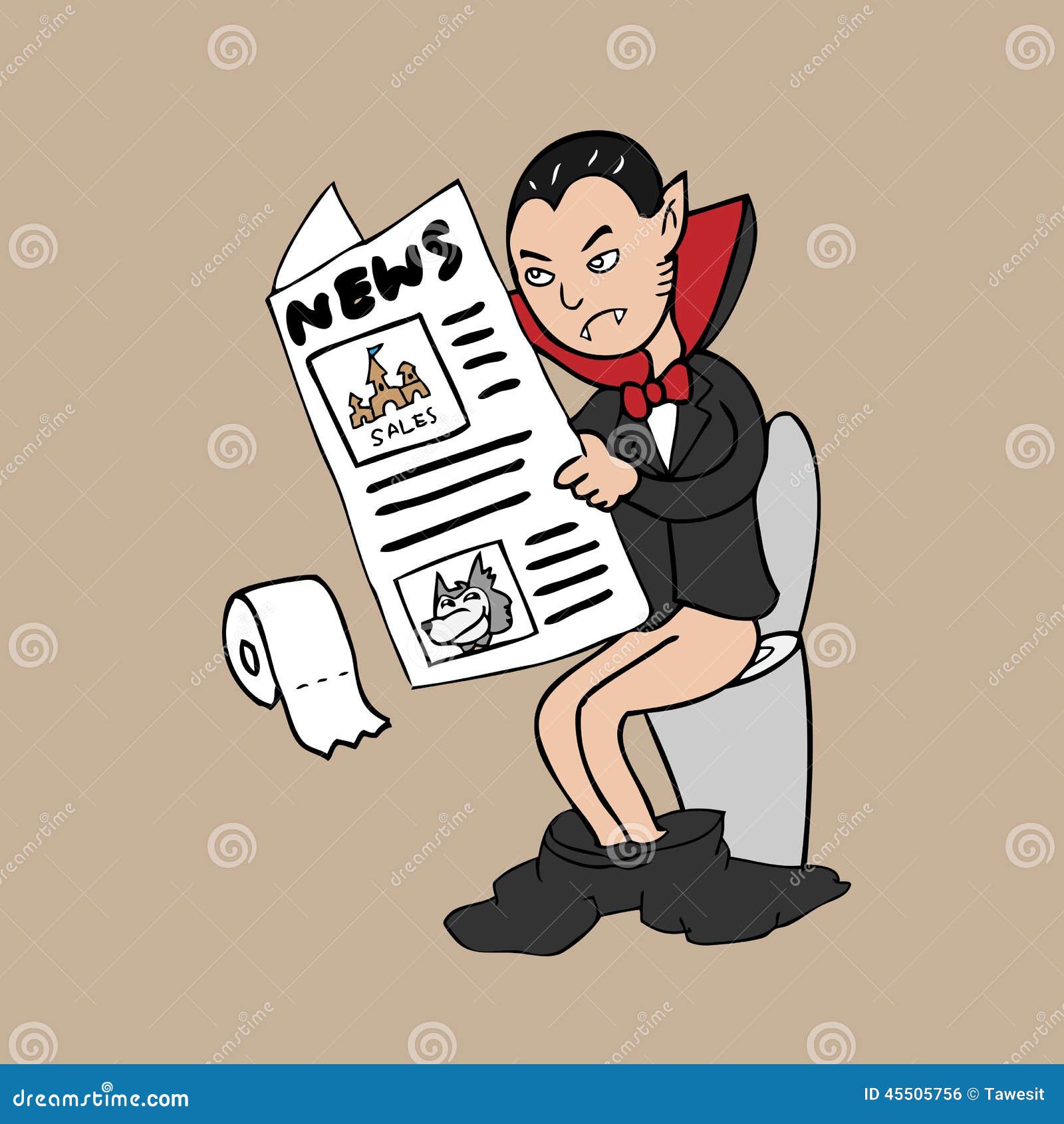 Vampire dans la toilette illustration de vecteur. Illustration du homme ...