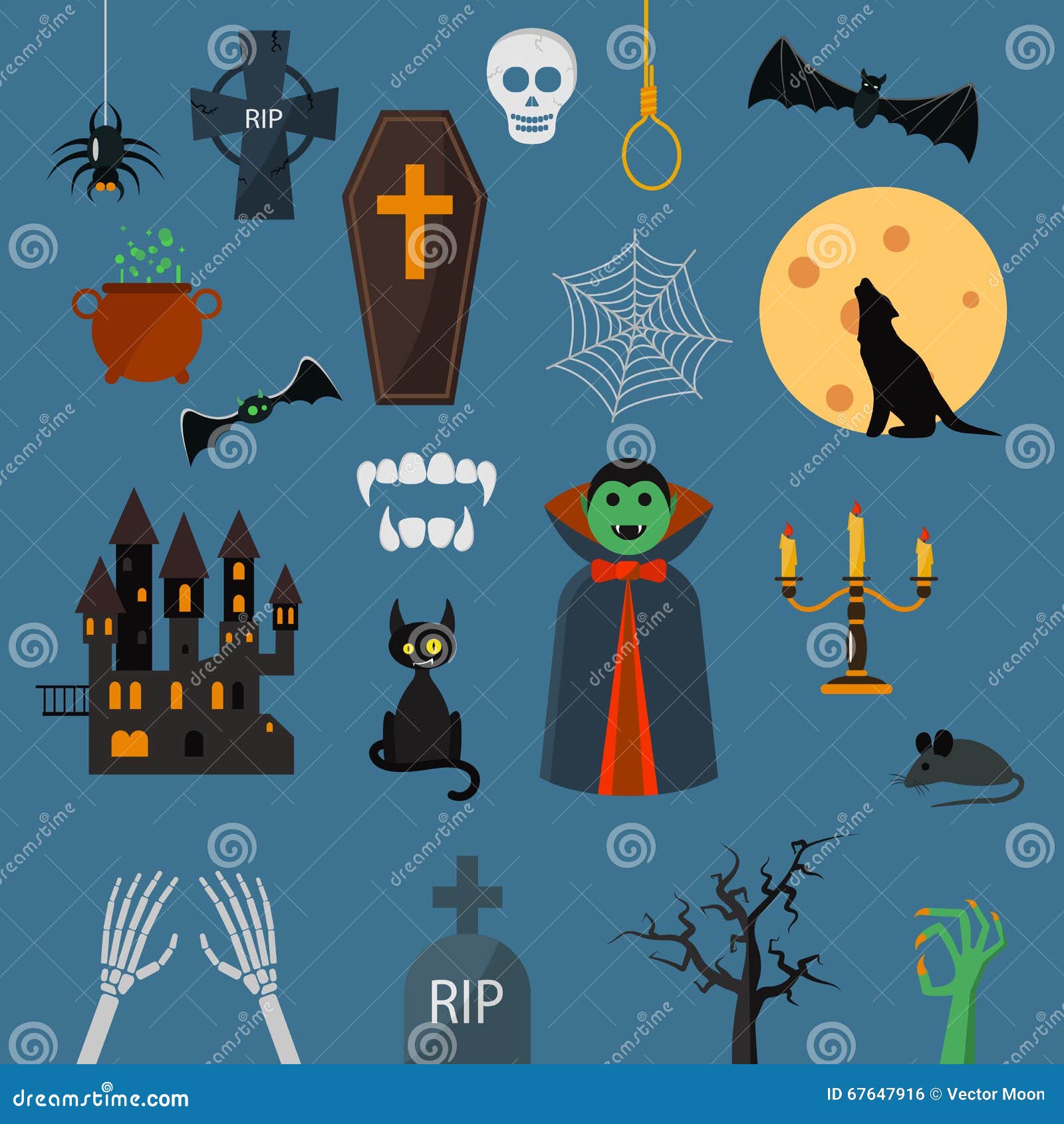 Vampire Dracula Symbols Icons Vector Set. Stock Vector - Illustration ...