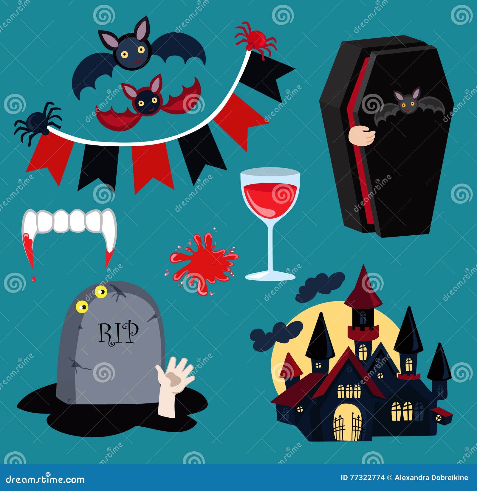 Vampire Dracula Symbols Icons Vector Set. Stock Vector - Illustration ...