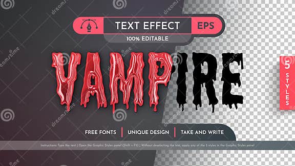 5 Vampire Editable Text Effects, Graphic Styles Stock Vector ...