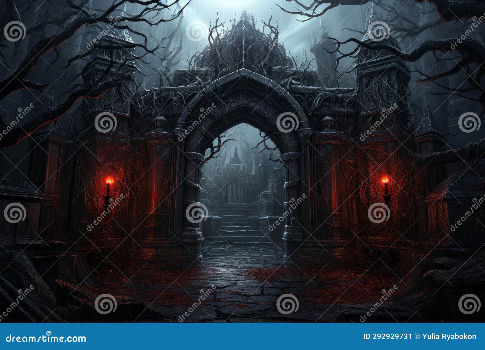 Vampire Gate Castle Arch. Generate Ai Stock Image - Image of bran ...