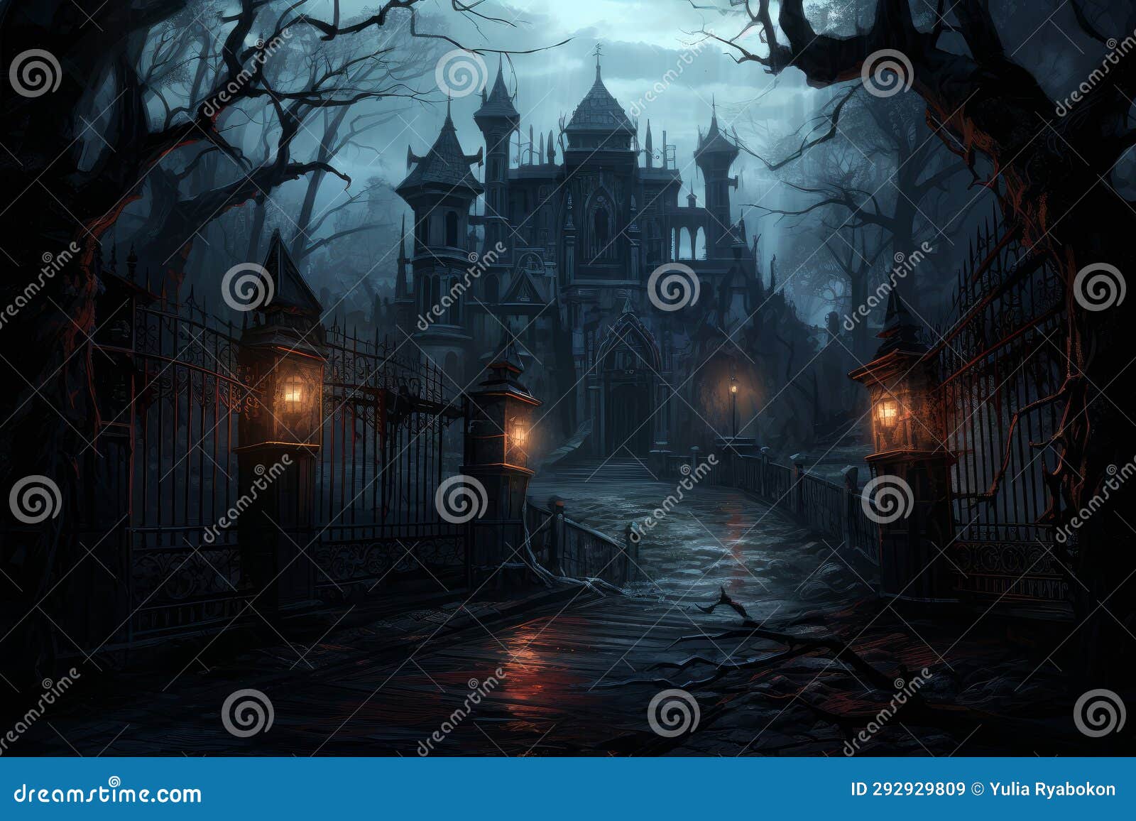 Vampire Gate Castle Dark Creepy. Generate Ai Stock Image - Image of ...