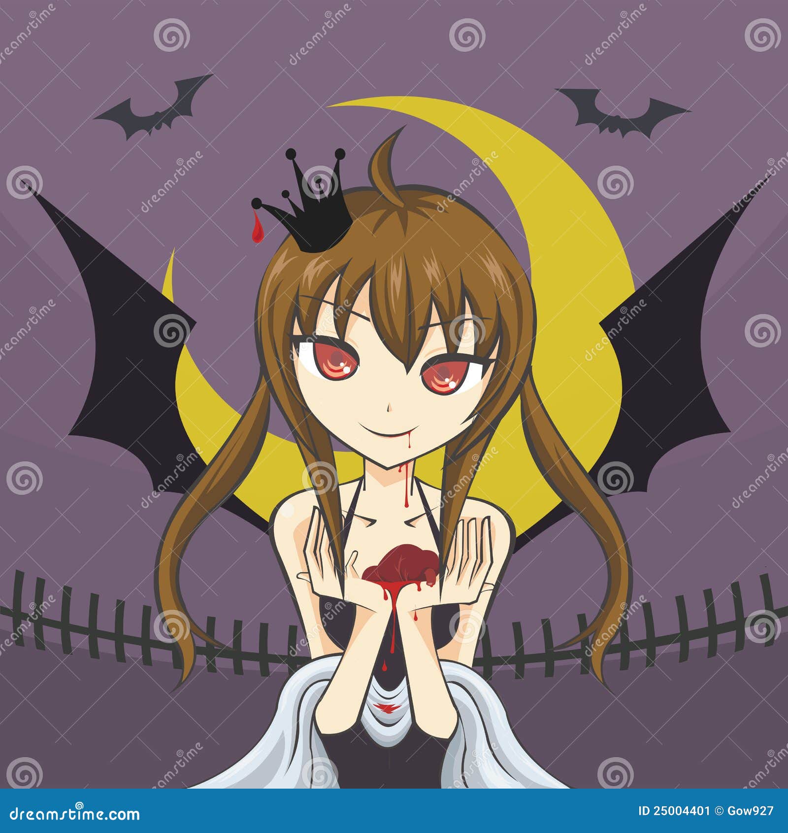 Vampire Girl Holding a Fresh Human Heart Stock Illustration ...