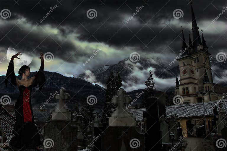 Vampire on a graveyard stock image. Image of dark, fantasy - 19739209
