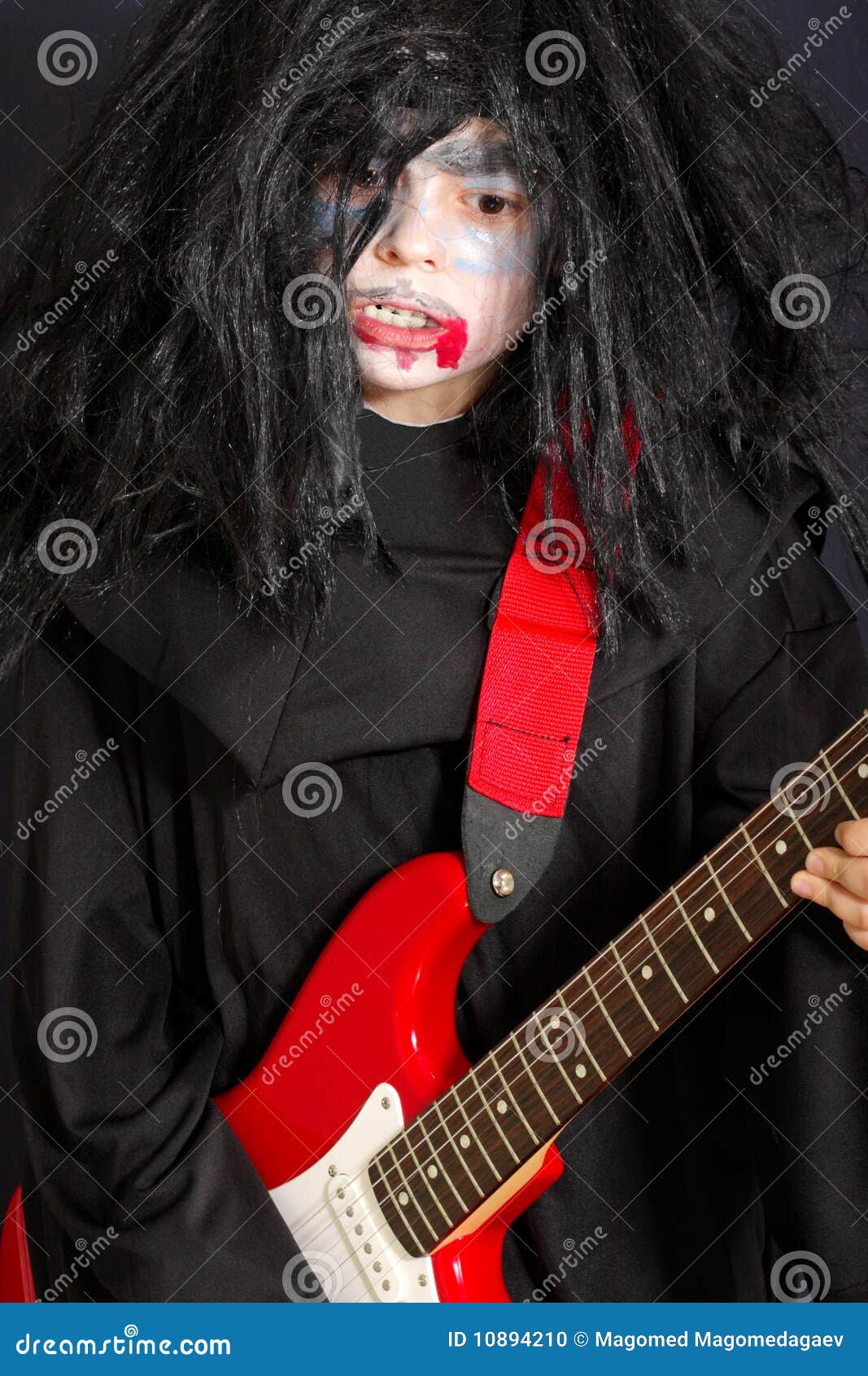 Vampire with guitar stock photo. Image of hair, black - 10894210